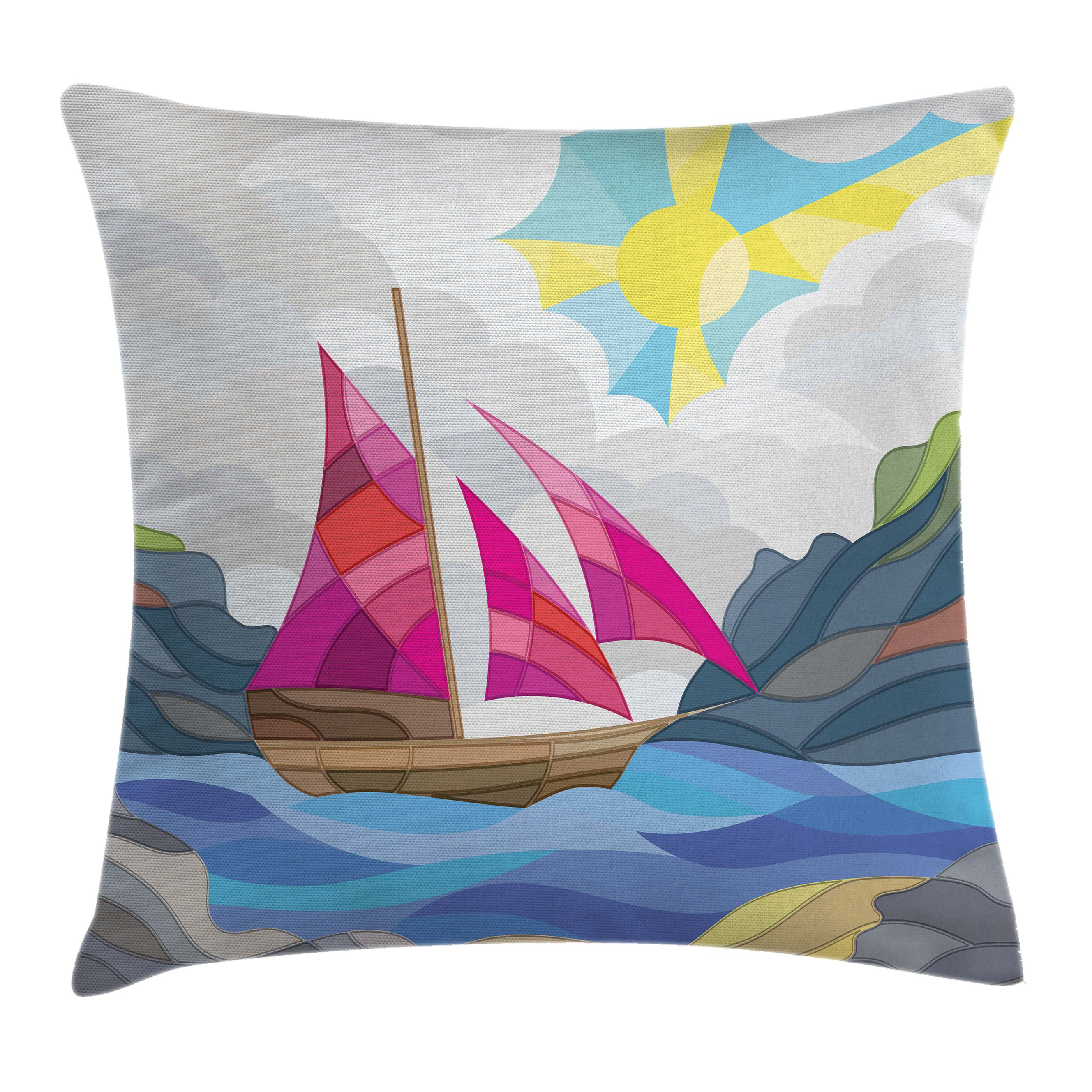 Ambesonne Nautical Sun Sail Boat Vitray Pillow Cover | Wayfair