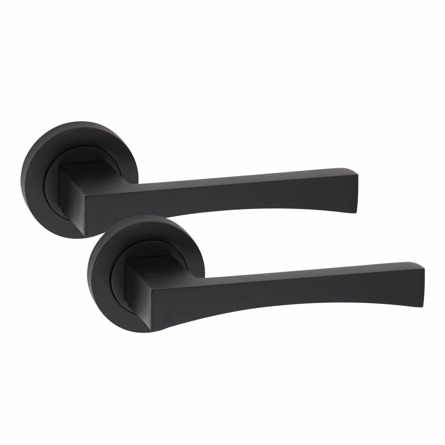 17 Stories 1 Pair Wave Design Door Handles in Matt Black Finish on ...