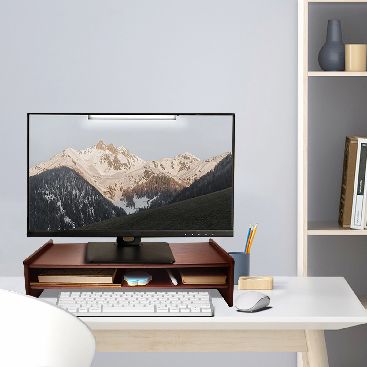 Inbox Zero Malicai Wood Monitor Stand | Wayfair