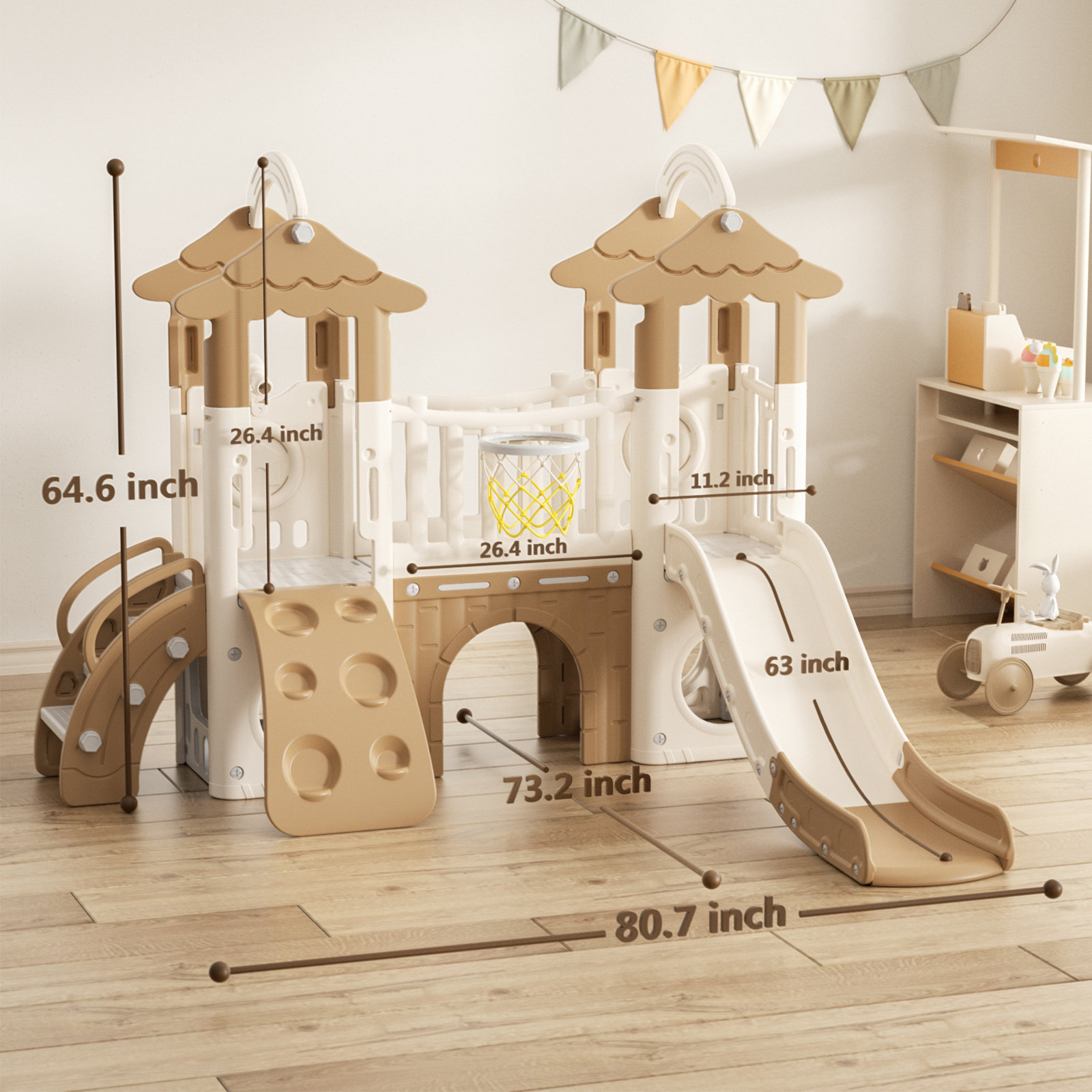 GLAF 9 In 1 Toddler Slide, Kids Slide With Two Climbers Indoor Outdoor ...