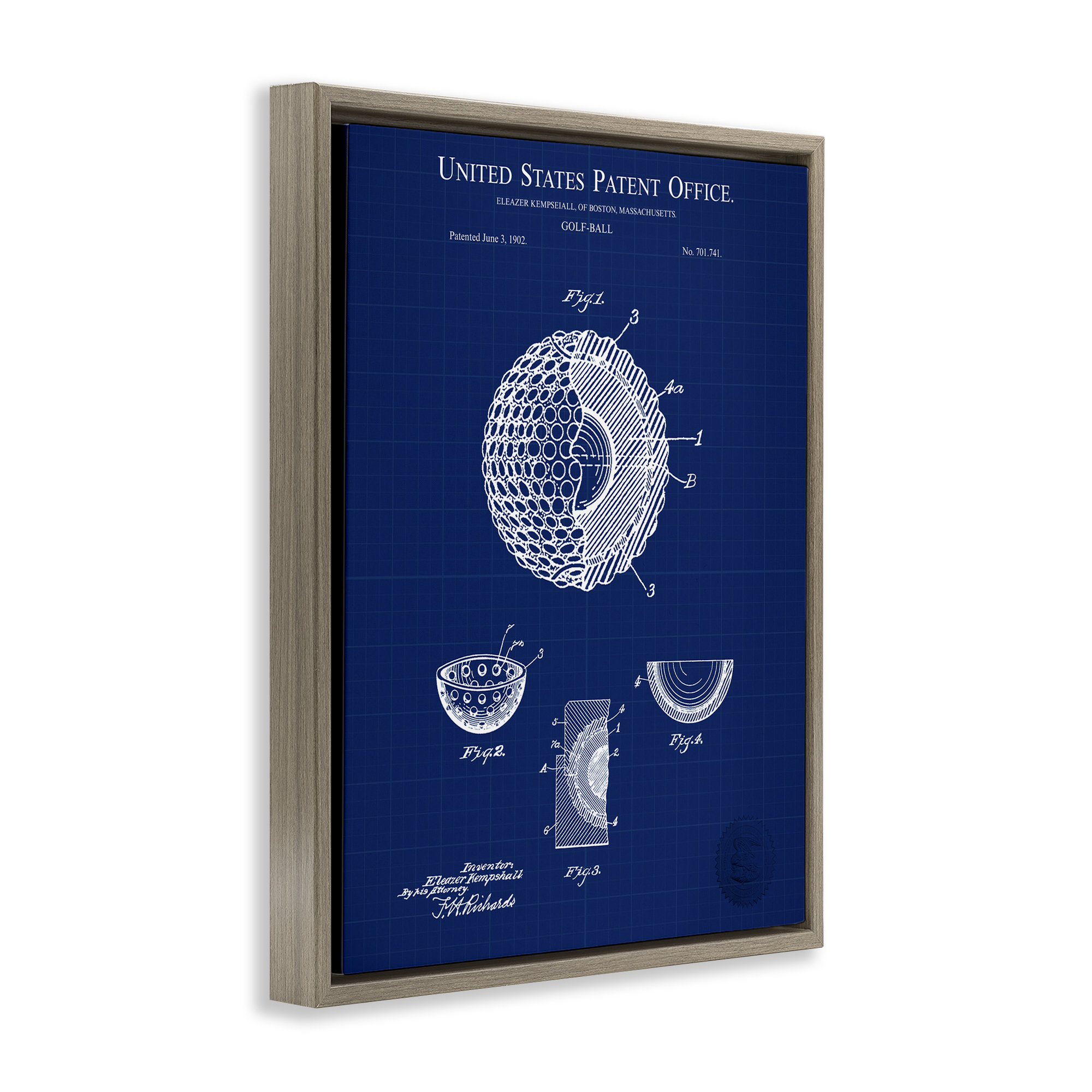 Trinx Golf Ball Blueprint Framed Floater Canvas Wall Art by Karl Hronek ...