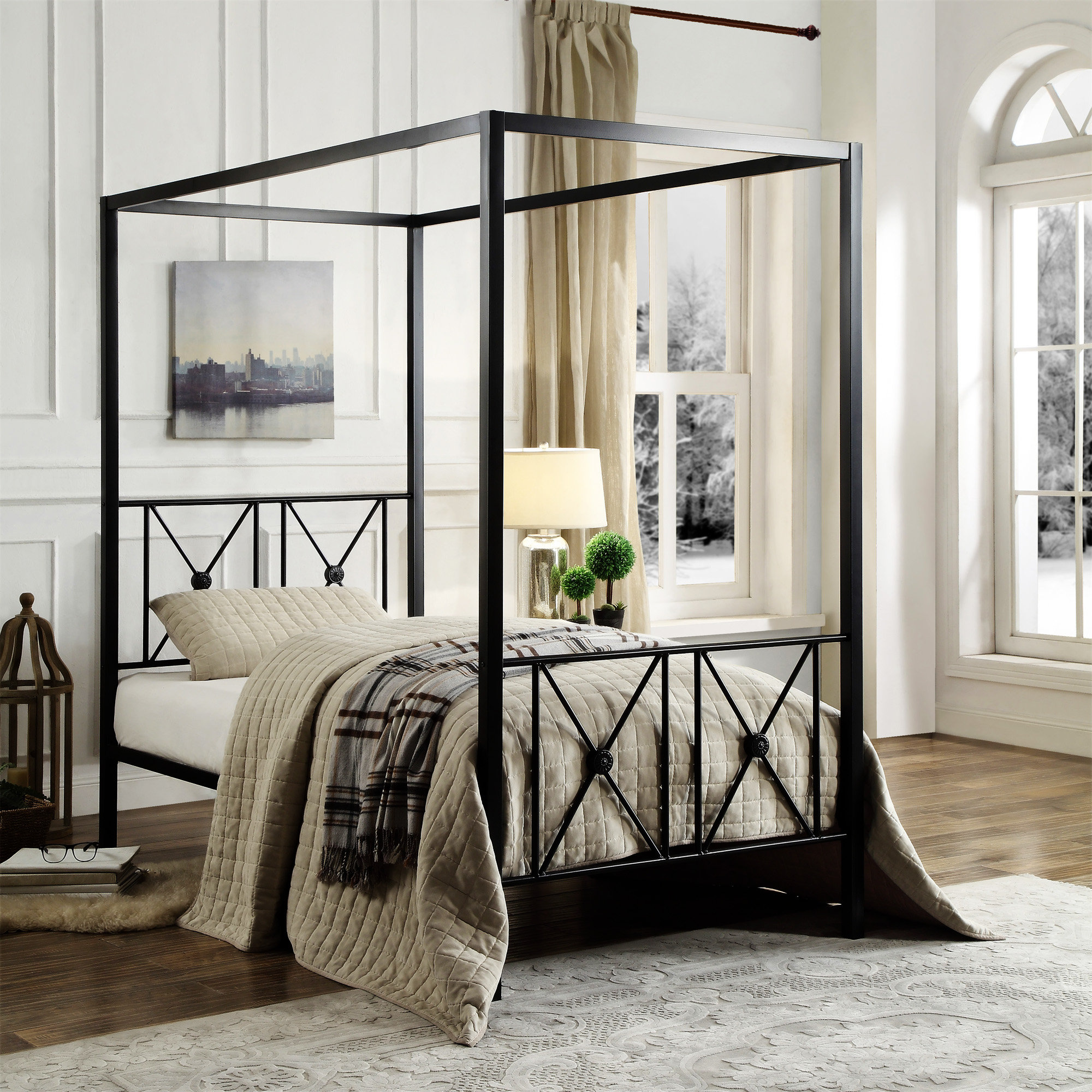 Lark Manor™ Finish Platform Bed Canopy Metal Frame Modern Traditional ...