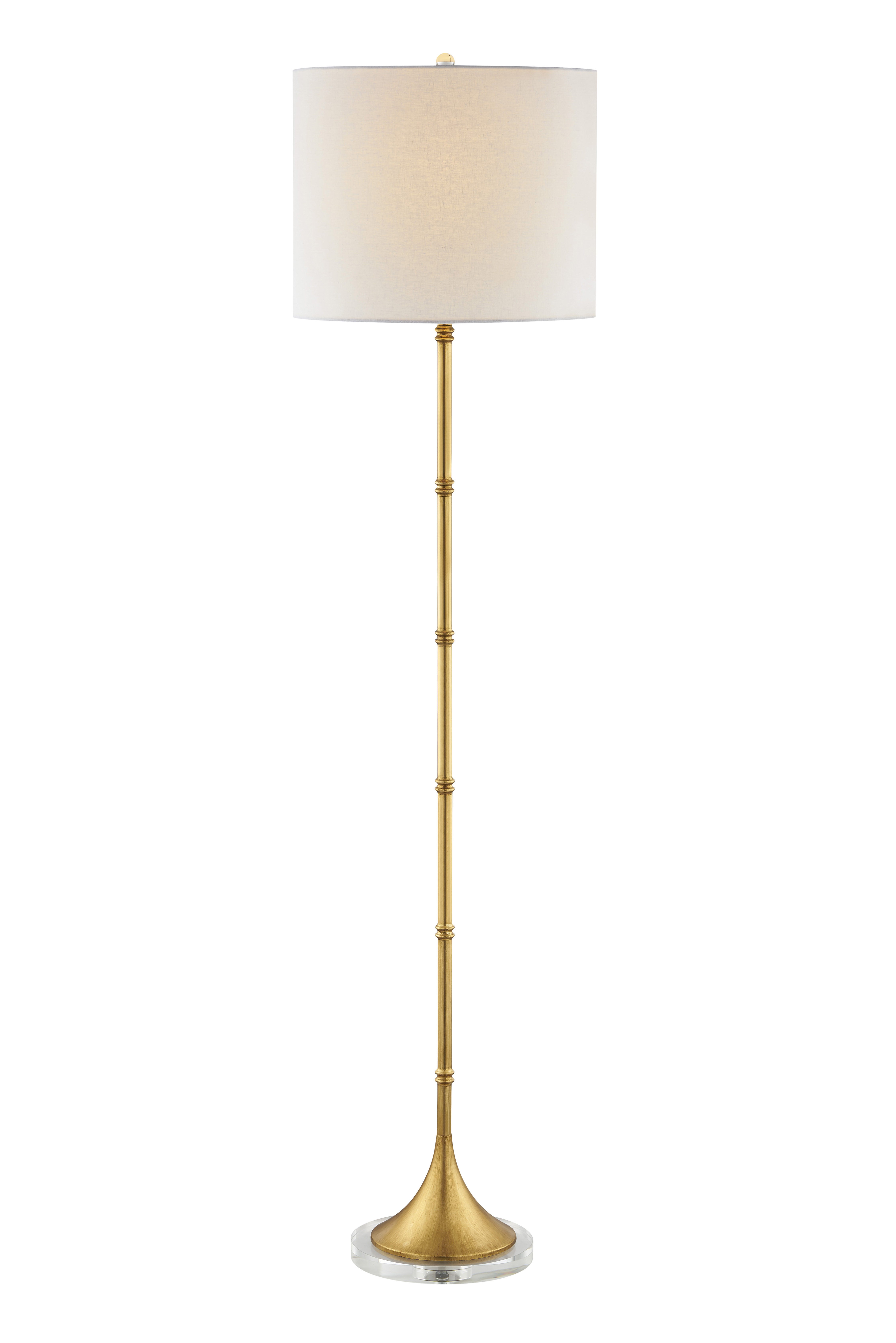Mercer41 Cledus Gold Bamboo Floor Lamp With White Shade | Wayfair