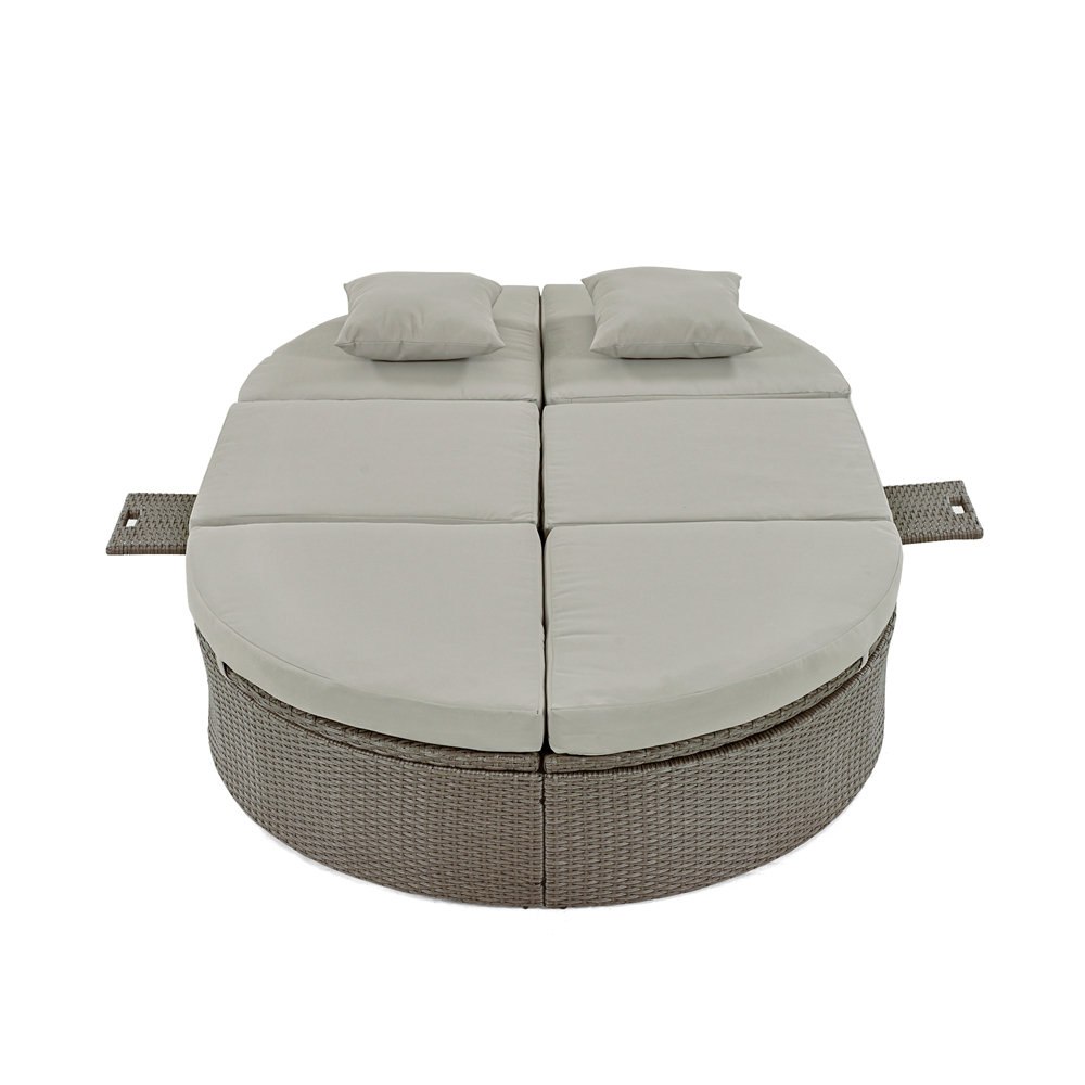 Latitude Run® Outdoor Sun Bed Patio 2-Person Daybed with Cushions and ...