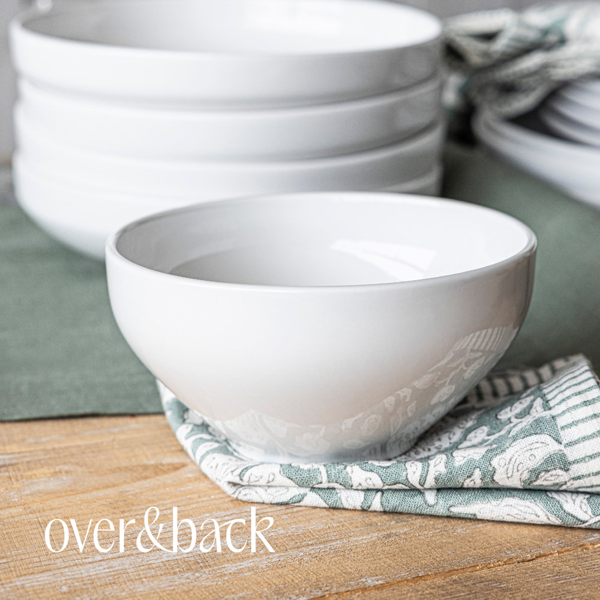 over&back Coupe 16-Piece Glossy White Hand-Finished Porcelain ...