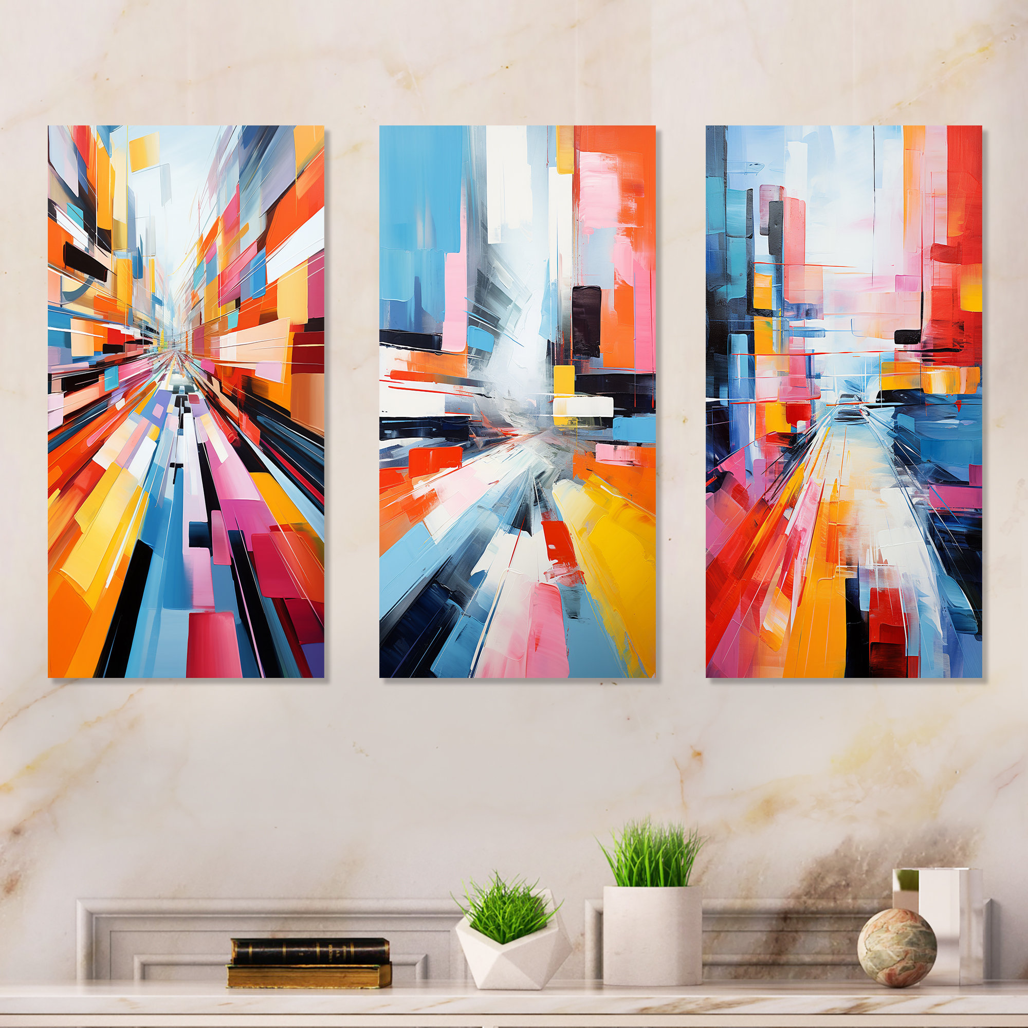 Ivy Bronx Colorful Cubism Spiral Of Speed I - Abstract Collages Canvas ...