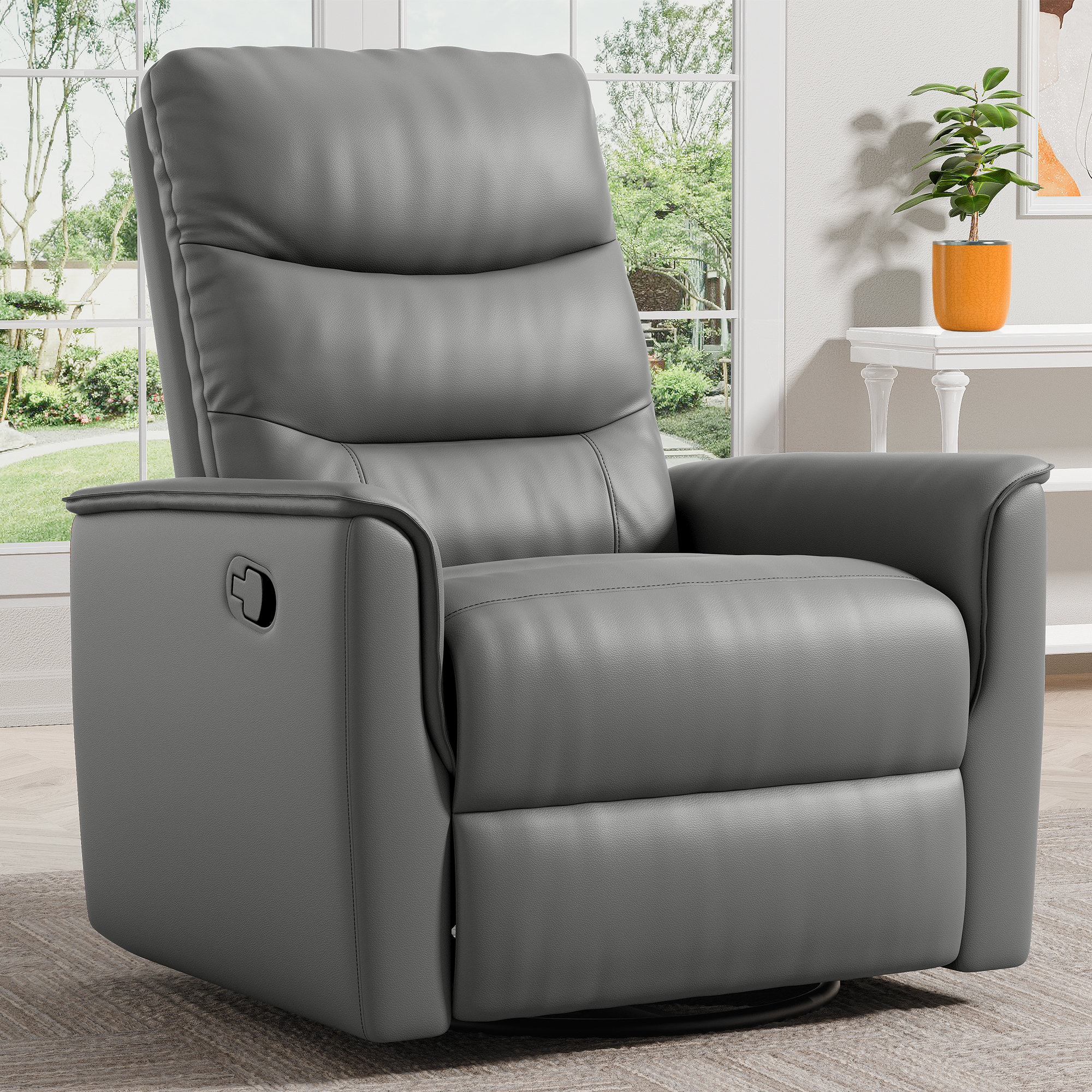 Ebern Designs 31'' Faux Leather Swivel Rocker Recliner | Wayfair