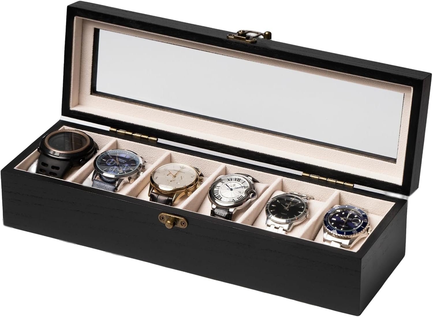 Astoria Grand Watch Case for Men Women with Large Glass Lid, Wooden ...