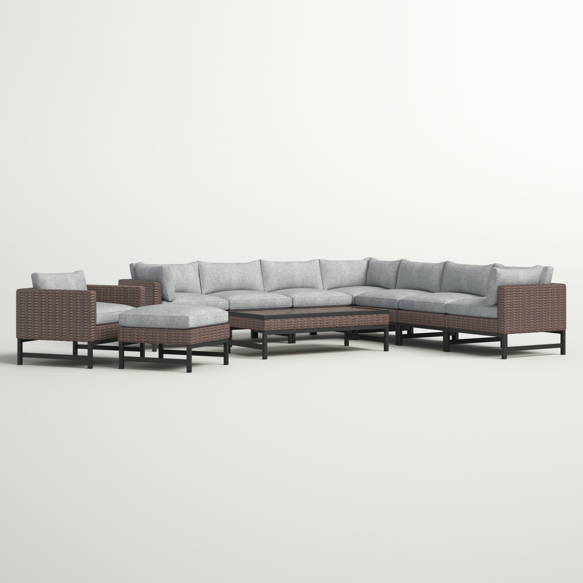 Andover Mills Hesse 10 Piece Rattan Sectional Seating Group with ...