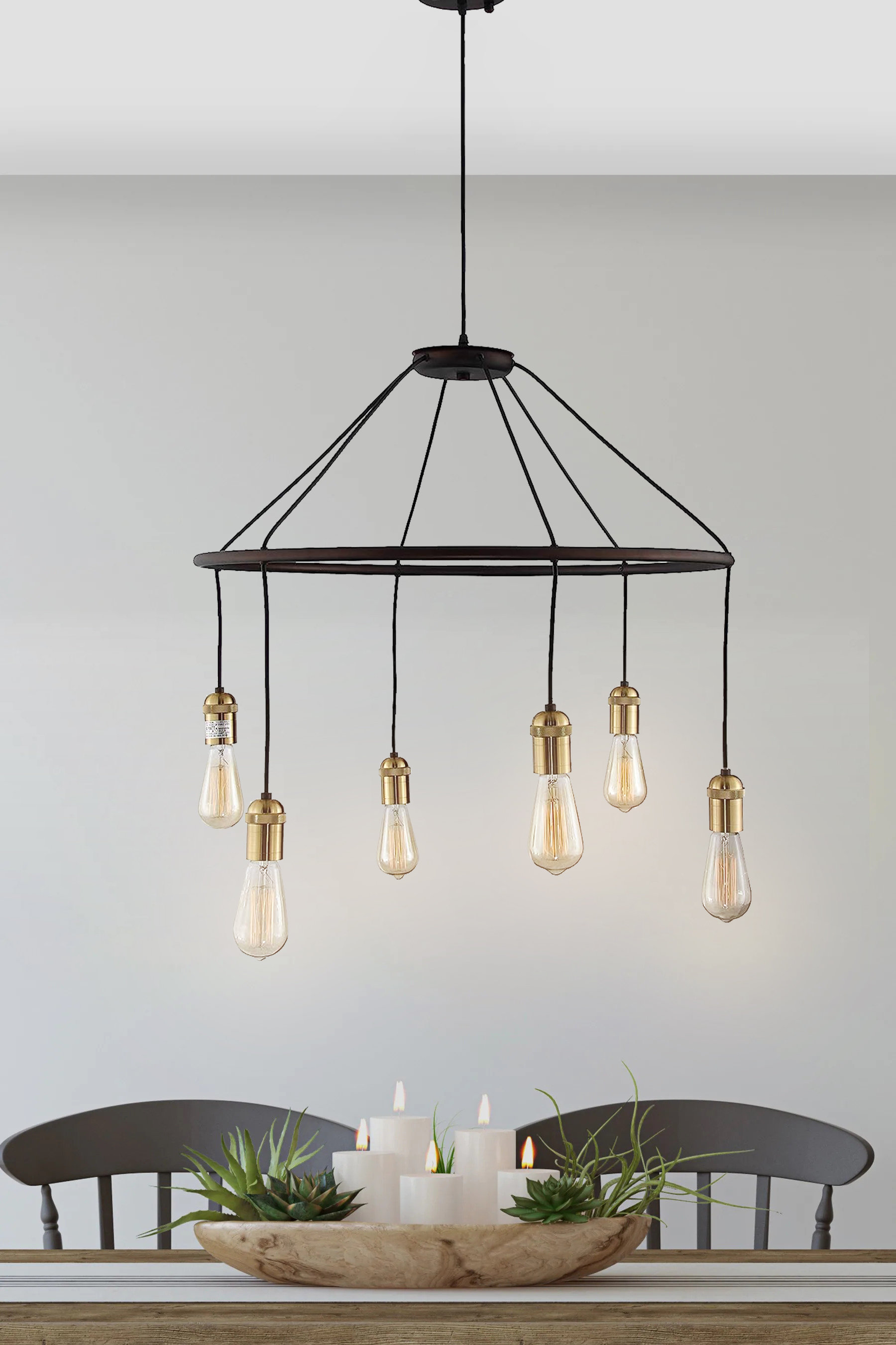 17 Stories Chemane 6 - Light Cascade Chandelier 6-Light Rustic ...