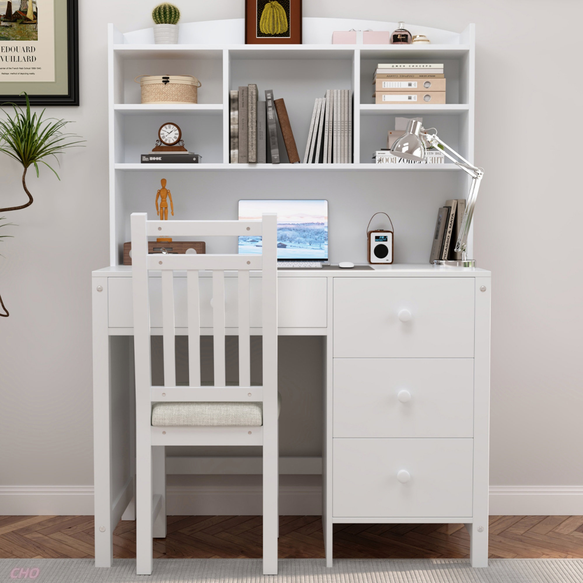 Latitude Run® Vintage 40'' Home Executive Desk And Upholstered Chair ...