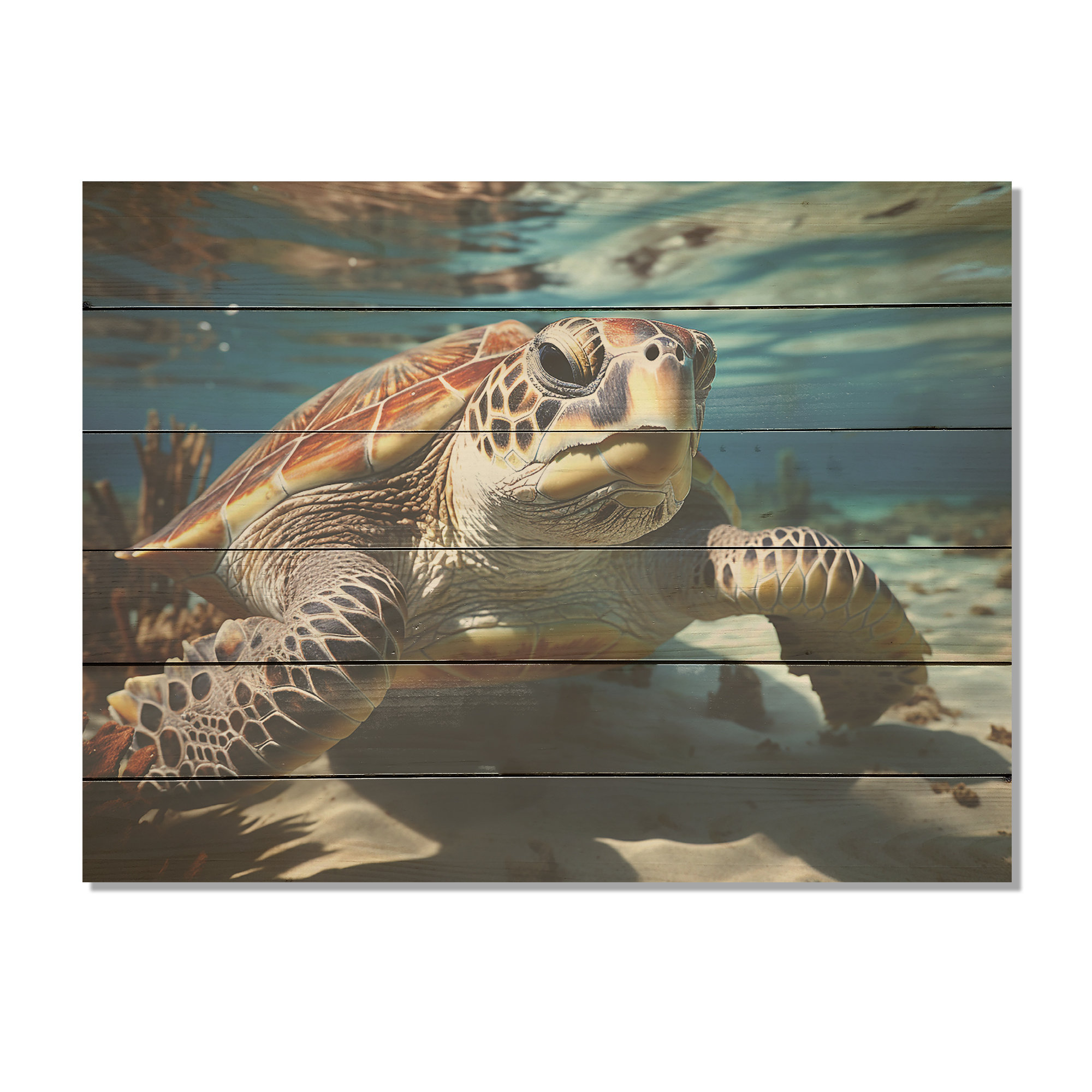 Bay Isle Home™ Minimalist Lagoon Turtle - Turtle Wood Panel Wall Art On ...