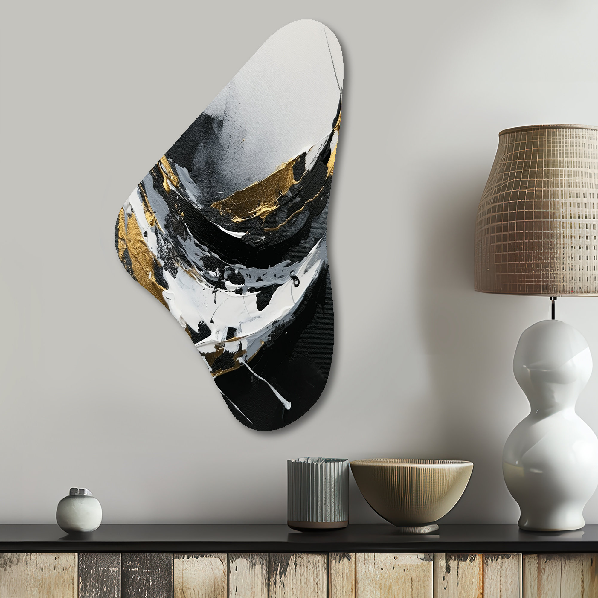 Design Art Exquisite Darling Gold Abstract Wave On Black - Abstract ...