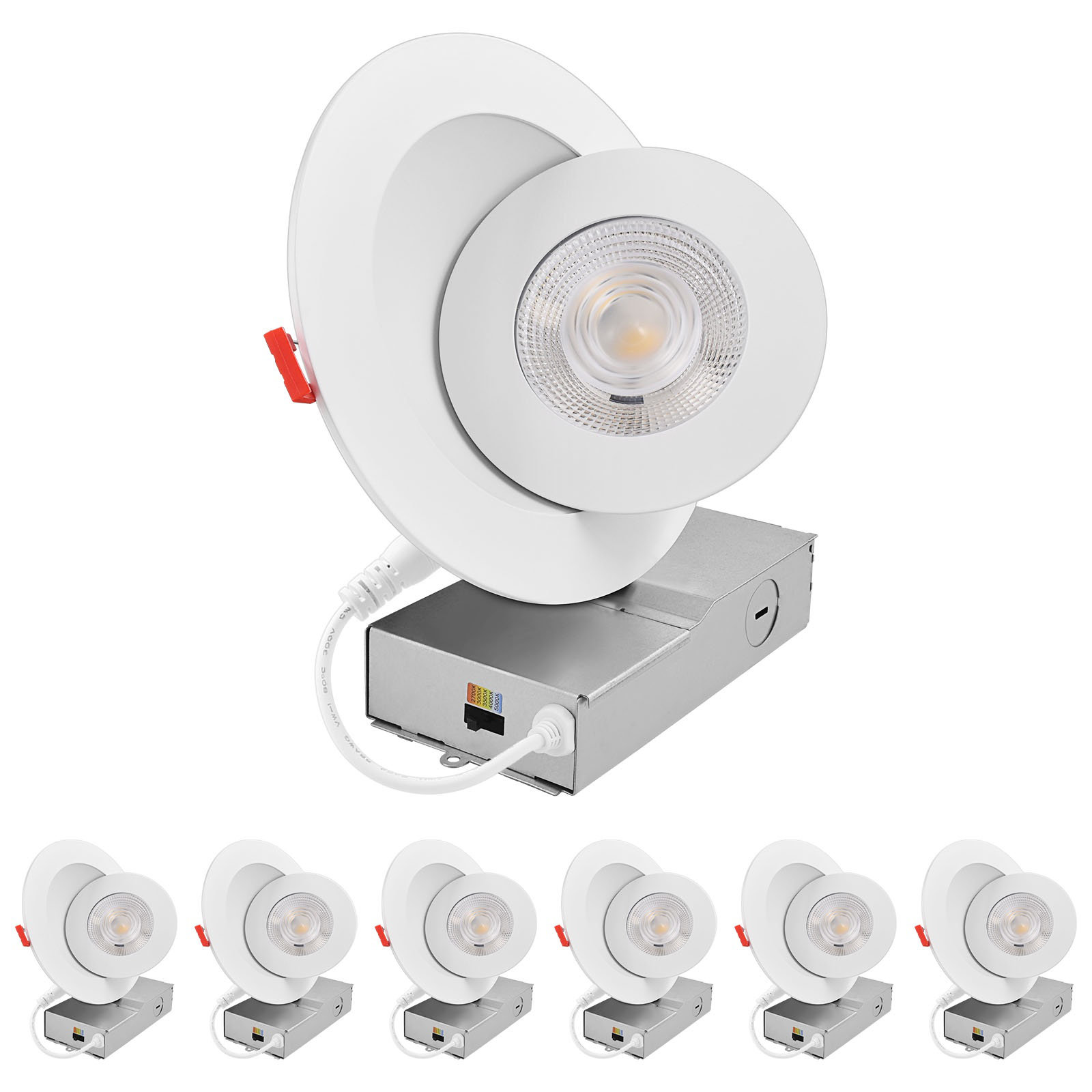 LUXRITE 6 Inch Floating Gimbal LED Recessed Light J-Box CRI 90 5CCT ...