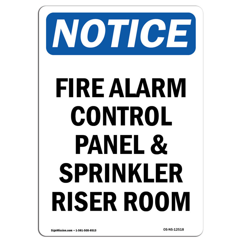 SignMission OSHA Notice - Fire Alarm Control Panel And Sprinkler Sign ...