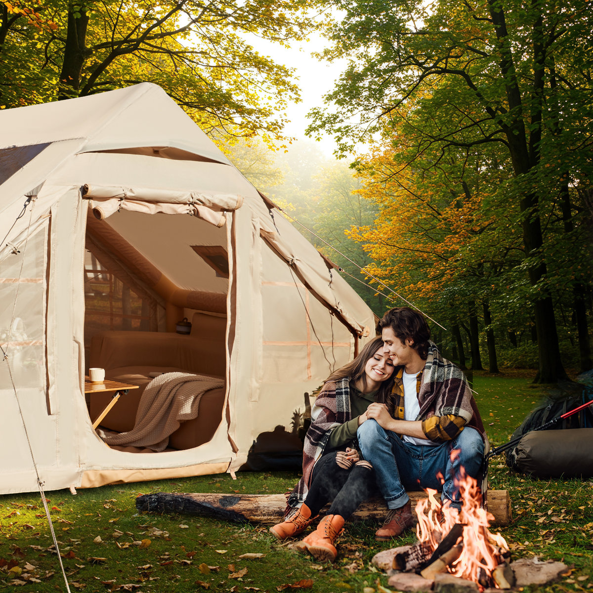 EROMMY Inflatable Tent With Pump,Glamping Tents For 4-6 Person, Easy ...