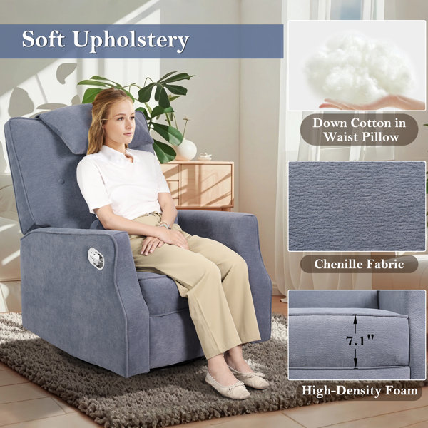 Winston Porter Swivel Rocker Recliner Chair, Glider Recliner Nursery ...