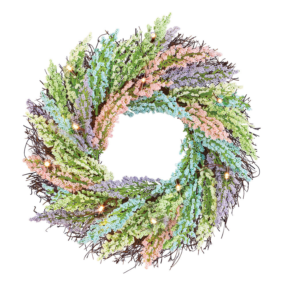 Primrue Pastel Beaded 3" Lighted Rattan Wreath & Reviews - Wayfair Canada