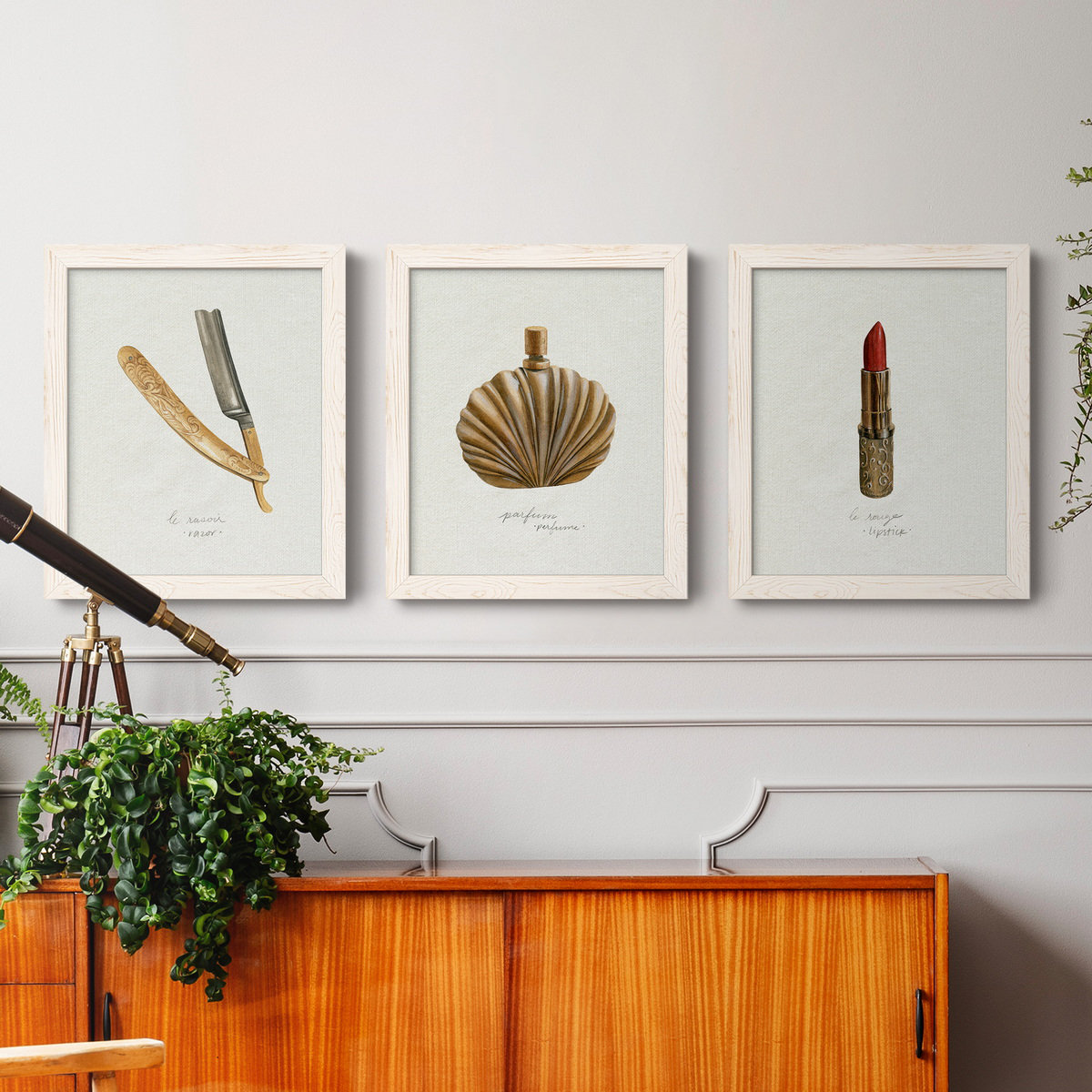 Gracie Oaks Gilded Toiletries I - 3 Piece Picture Frame Painting Set on ...