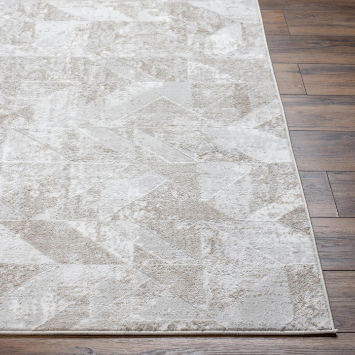 17 Stories Alejandro Chevron Beige/Gray Area Rug | Wayfair