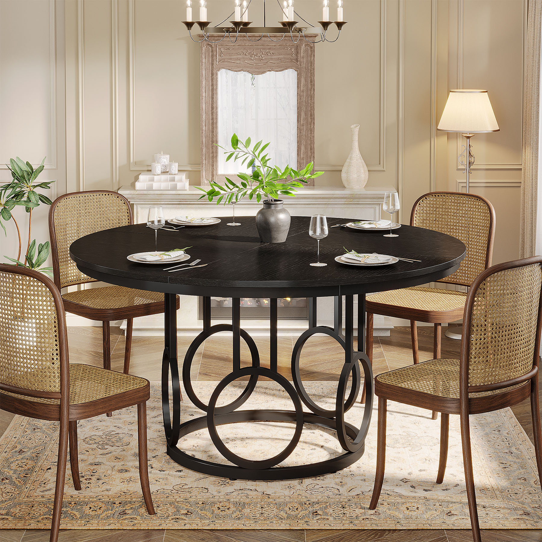 Winston Porter Round Dining Table for 4-6 People & Reviews | Wayfair