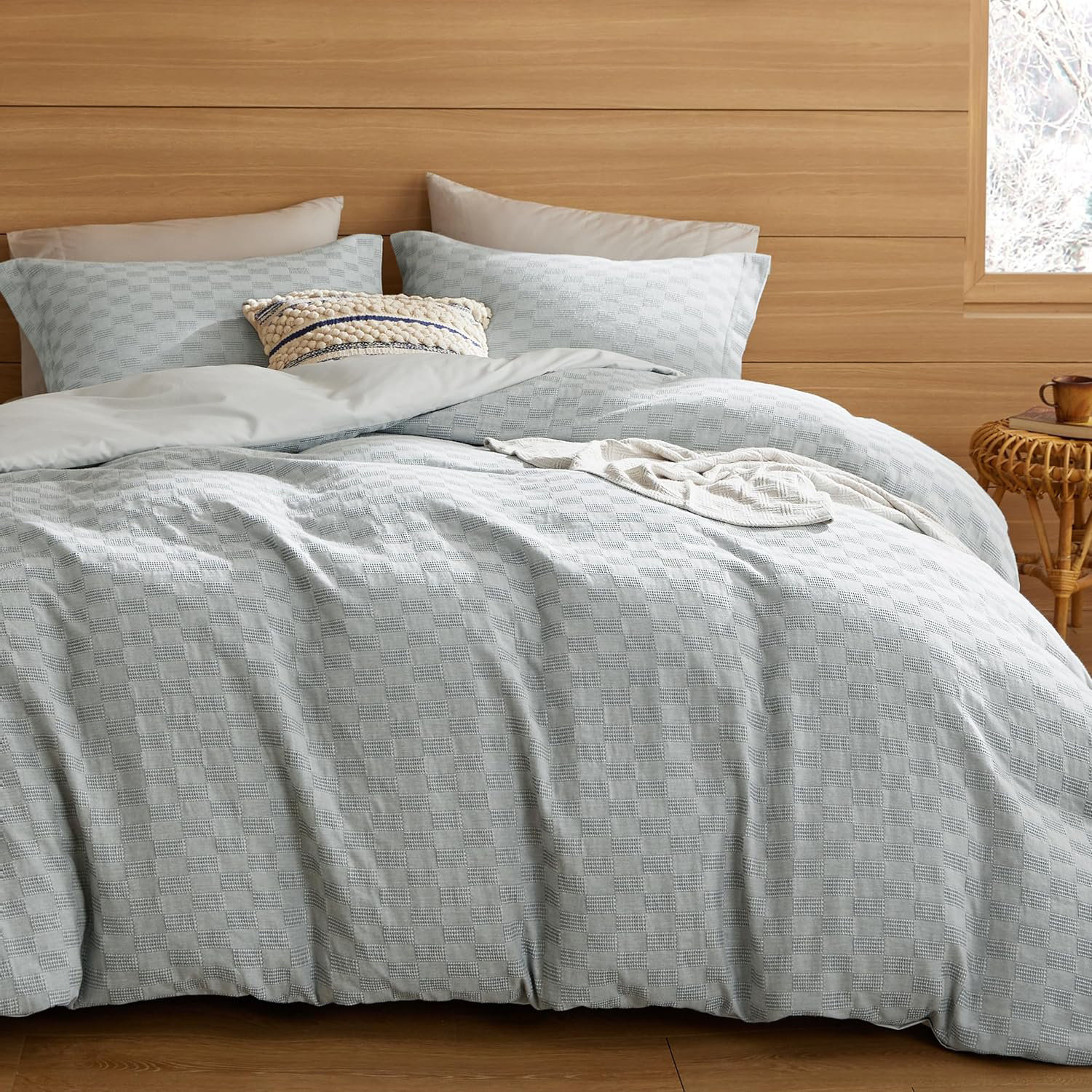 Nivozu Soft Checkered Comforter Set Queen | Wayfair