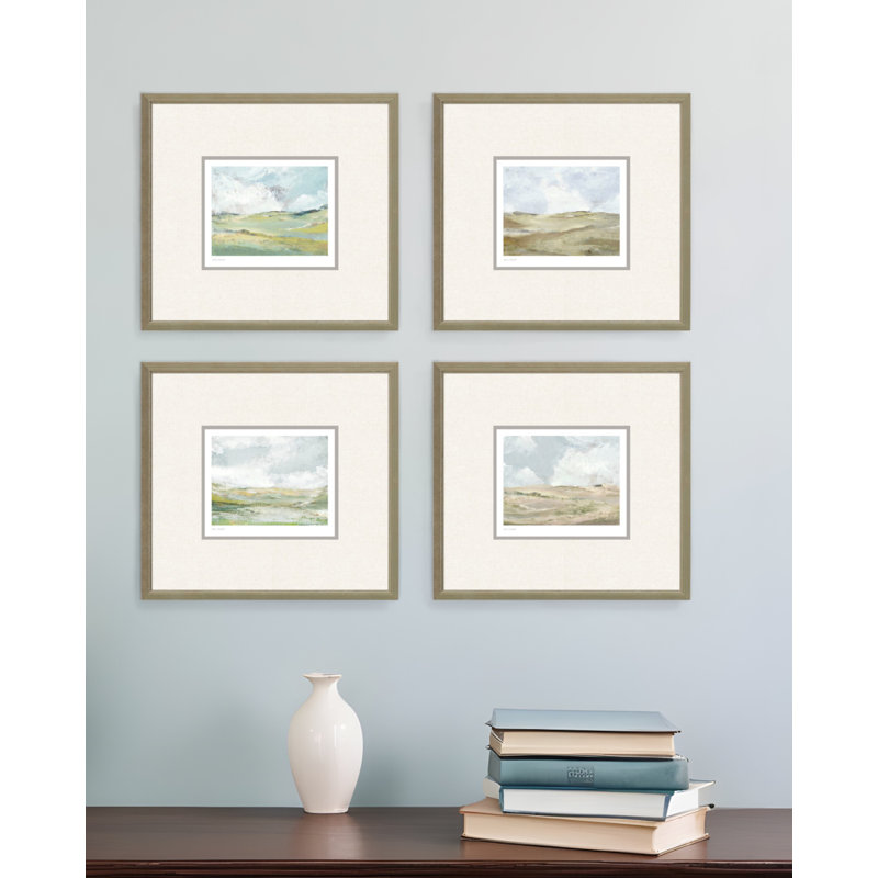 HomeRoots Set Of Four Afternoon Gold Framed Print Wall Art | Wayfair