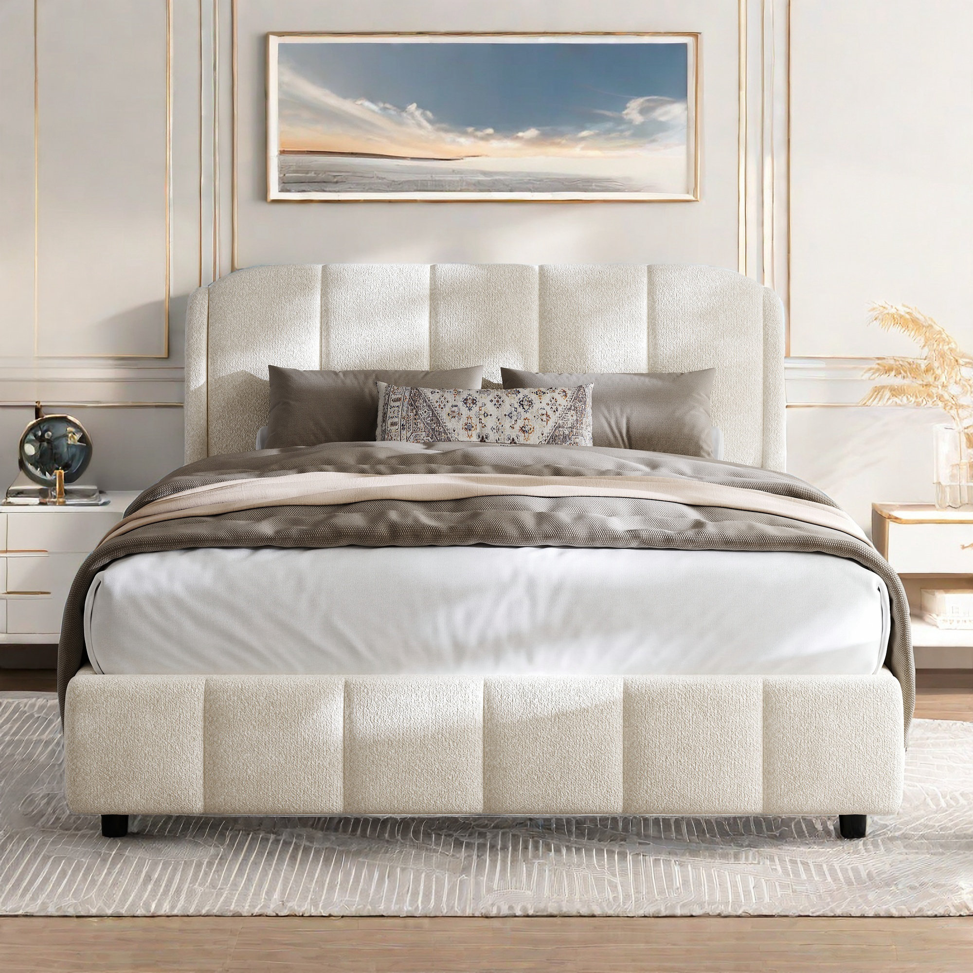 Latitude Run® Upholstered Ronalee Bed With Curve-shaped Design ...