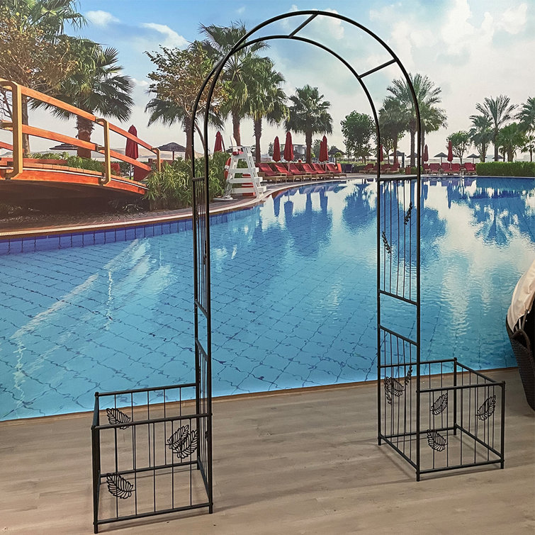 iYofe 87"H Metal Garden Arch with Planters, Climbing Plants Support ...