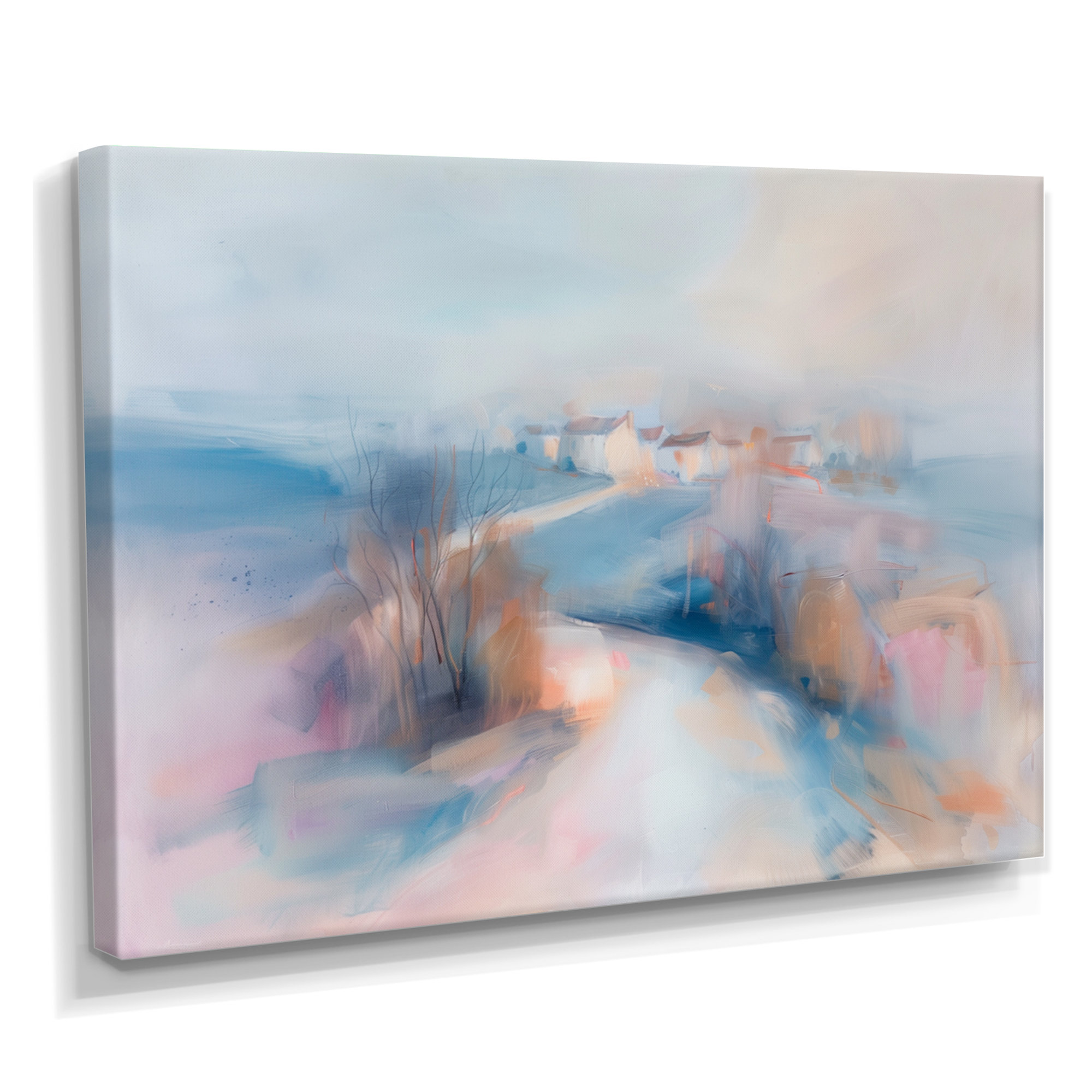 Gracie Oaks Grey Pink Minimalism Village Mirage III - Farm Wall Decor ...