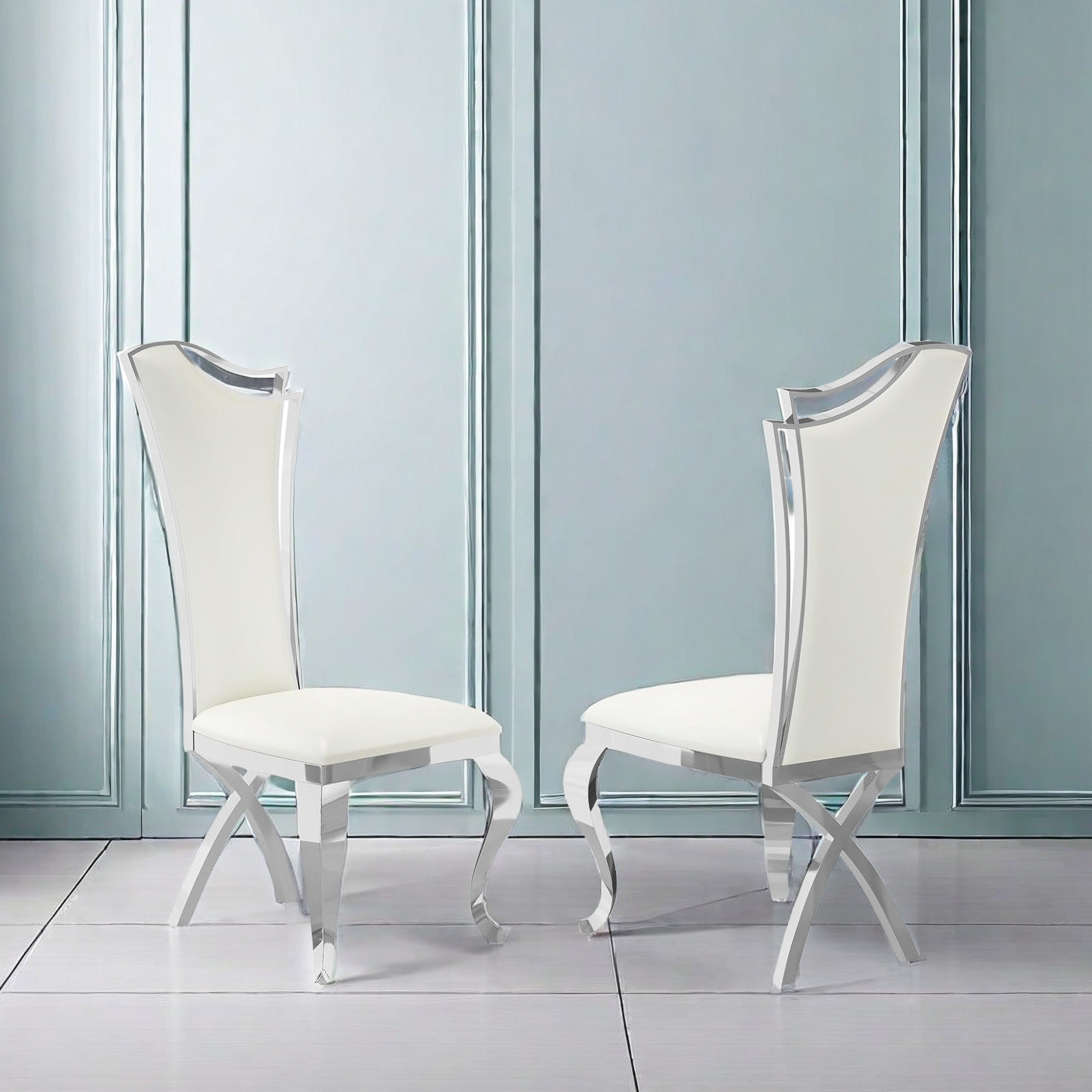 Rosdorf Park Luxury King Chairs Throne White PU Leather Dining Room ...