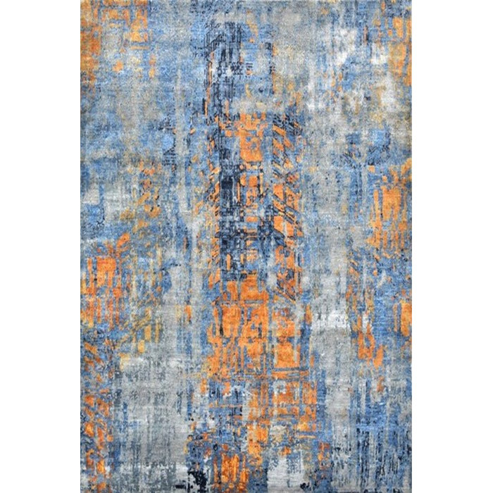 17 Stories Bruyere Blue/Orange Rug | Wayfair