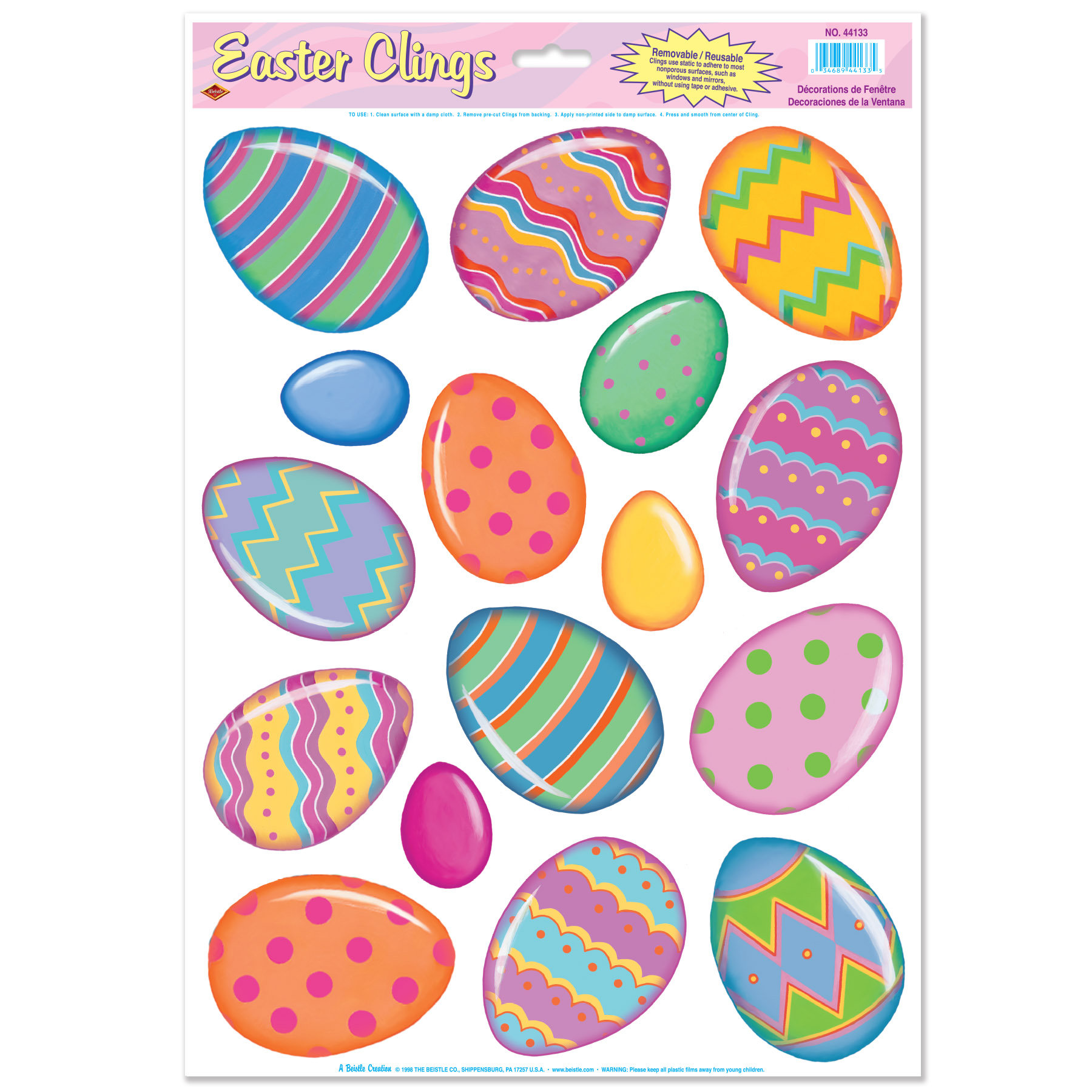 Beistle Color Bright Egg Clings - 12" x 17" Sh - Pack of 12 | Wayfair