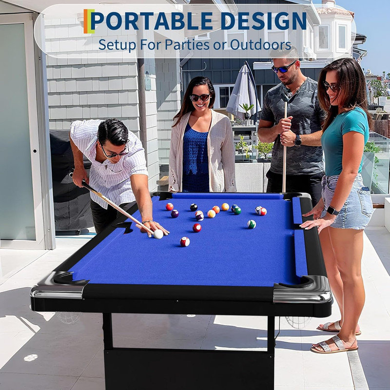 LumiParty 7 Ft Folding Pool Table with Full Accessories Set, Portable ...