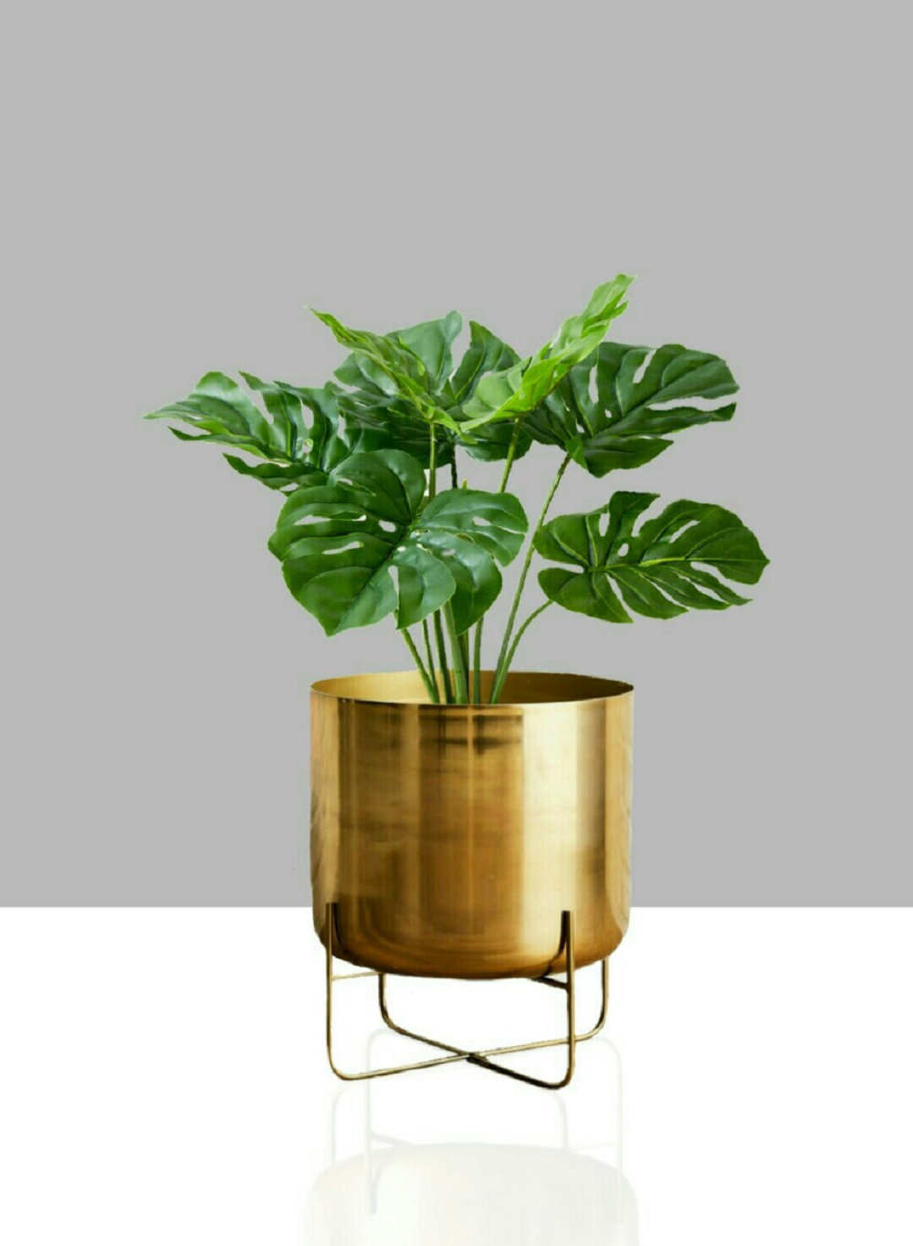 Mercer41 Wide Gold Soho Planter With Detachable Metal Stand, Decorative ...