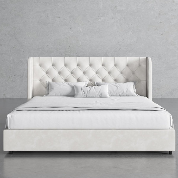 House of Hampton® Kewania Bed，Upholstered Platform Bed with Curved ...