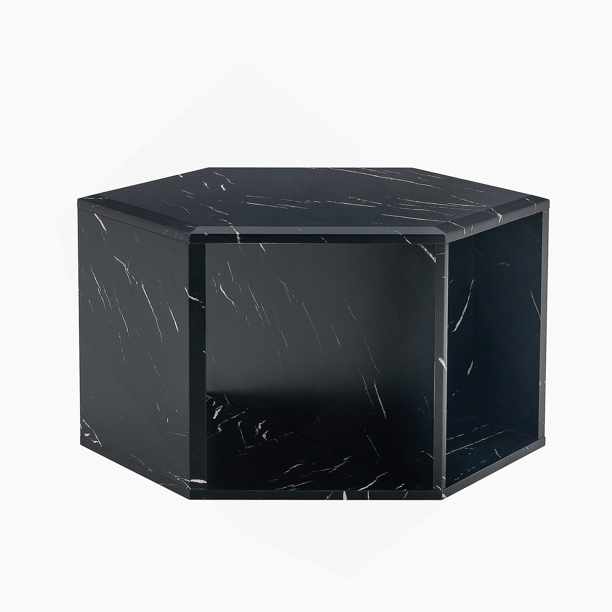 Wrought Studio™ Hexagonal MDF coffee table, marble pattern stickers ...