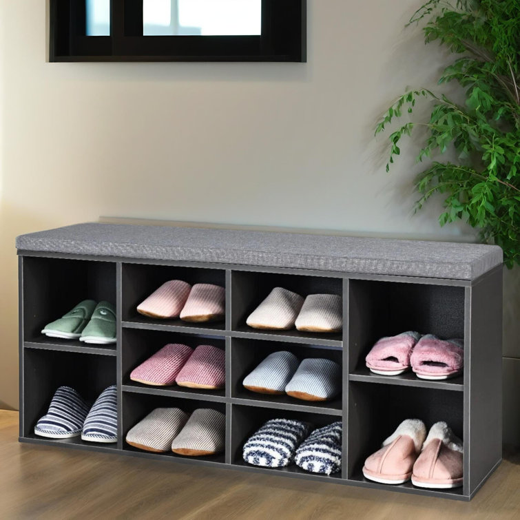 FURNOLD Entryway 10 Shoe Bench Storage Bench, Shoe Rack, Hallway ...