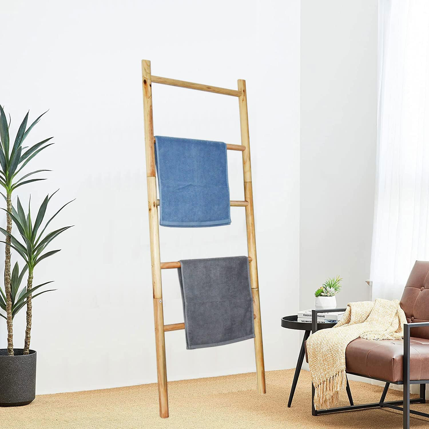 Millwood Pines Blanket Ladder Wooden Decorative, Rustic Blanket Ladder ...