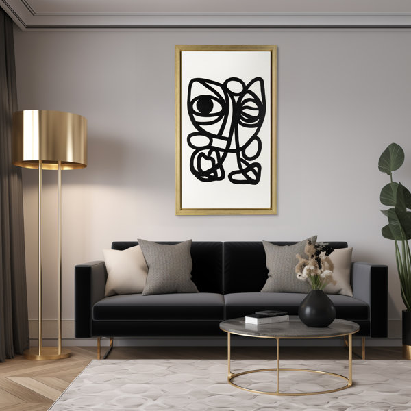 Orren Ellis Modern One Line Drawing Abstract Face Artwork, Black and ...