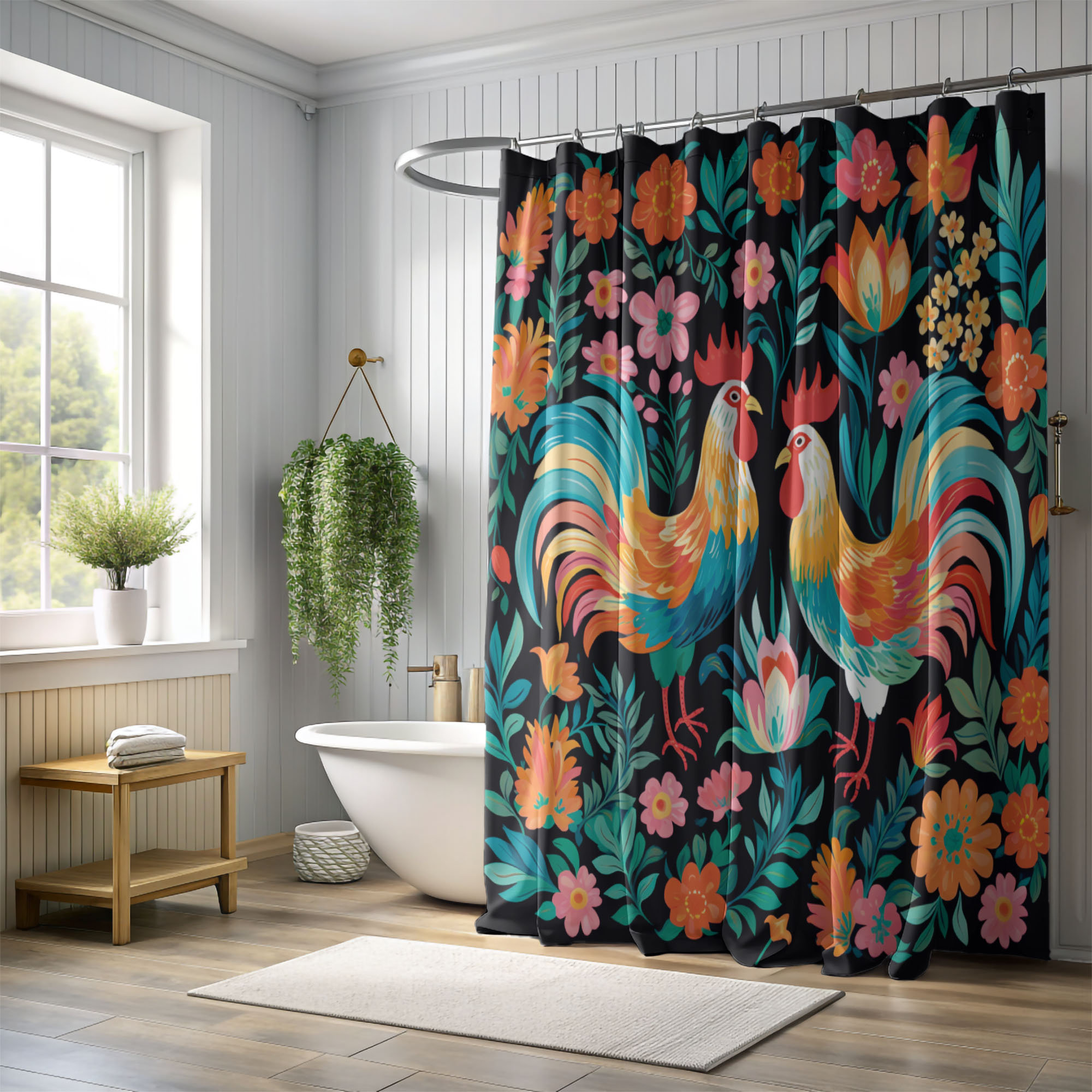 East Urban Home Preppy Chicken Designs - 1 Piece Standard Shower ...