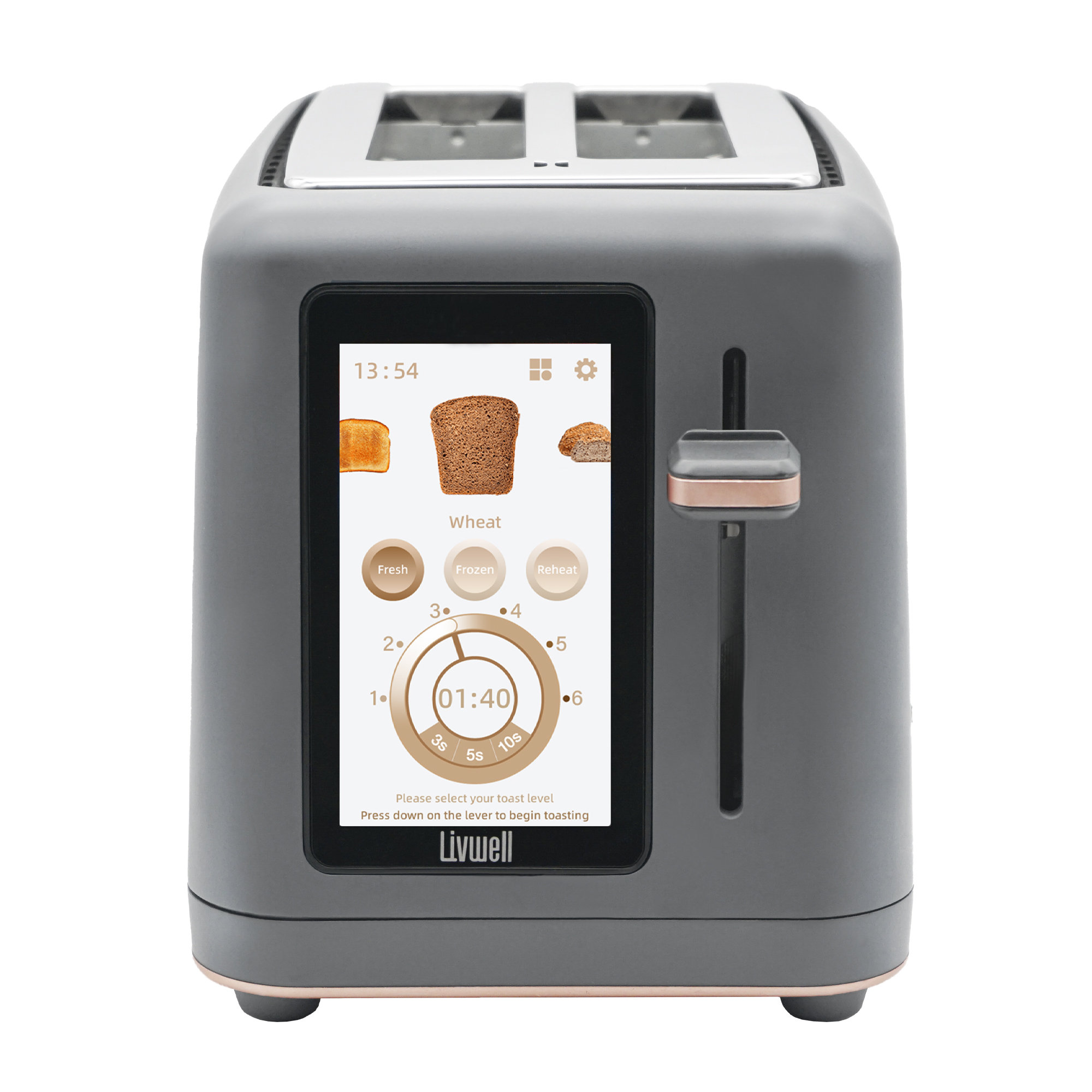 Livwell Touch Iq Matte Grey 2-slice Toaster | Wayfair