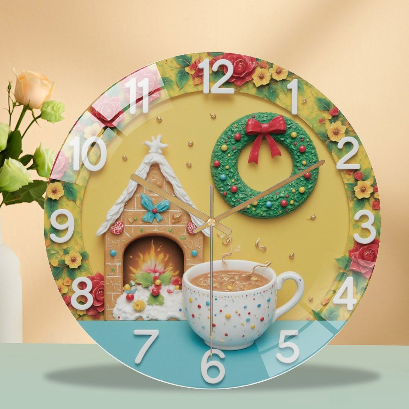 East Urban Home 12" Round Tempered Glass Wall Clock with Silent Quartz ...