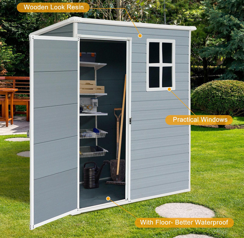 COFVIAL Outdoor Storage Shed Kit in Grey - The Perfect Solution for ...