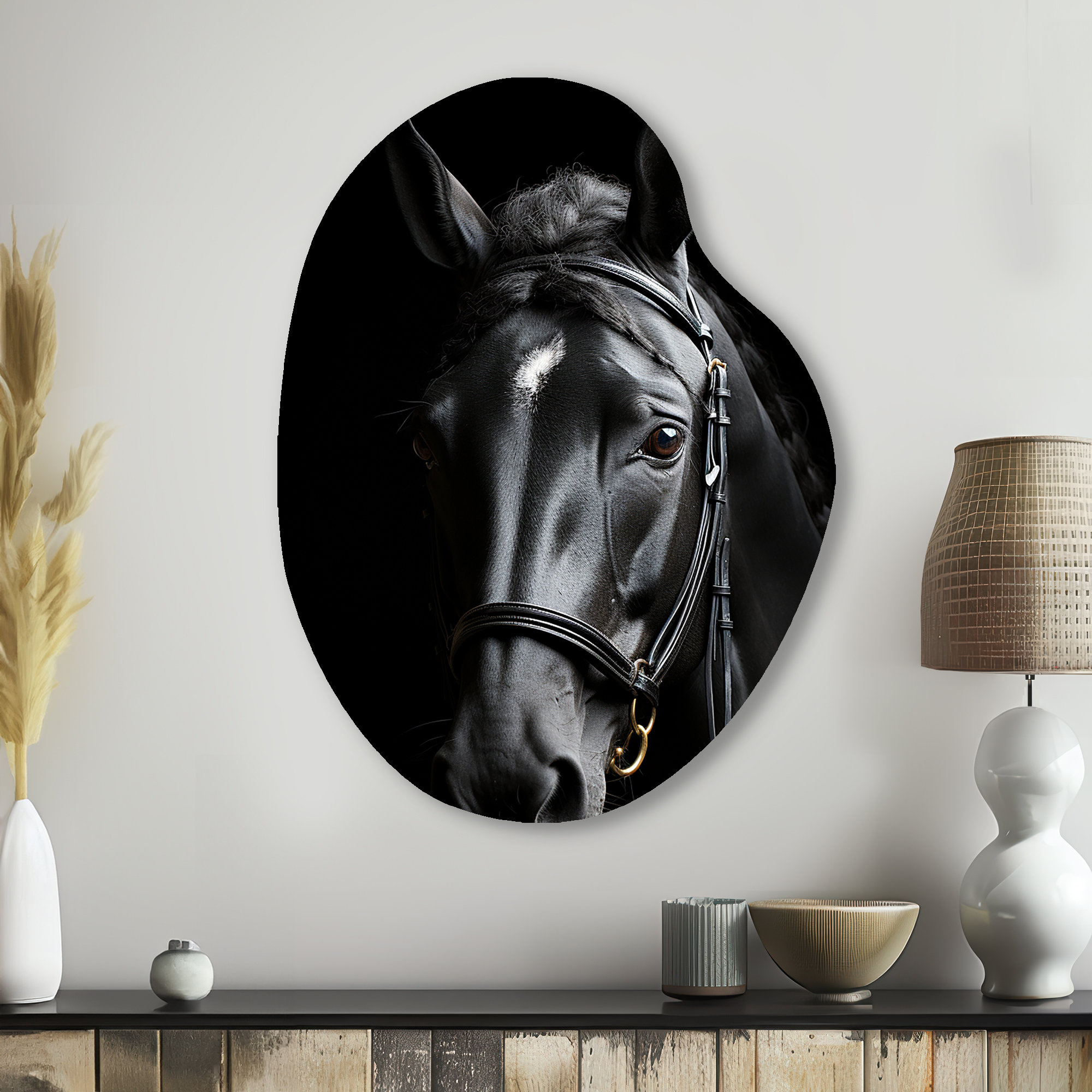 Gracie Oaks Catoe - Horse Pear Shape Asymmetric Metal Wall Art | Wayfair