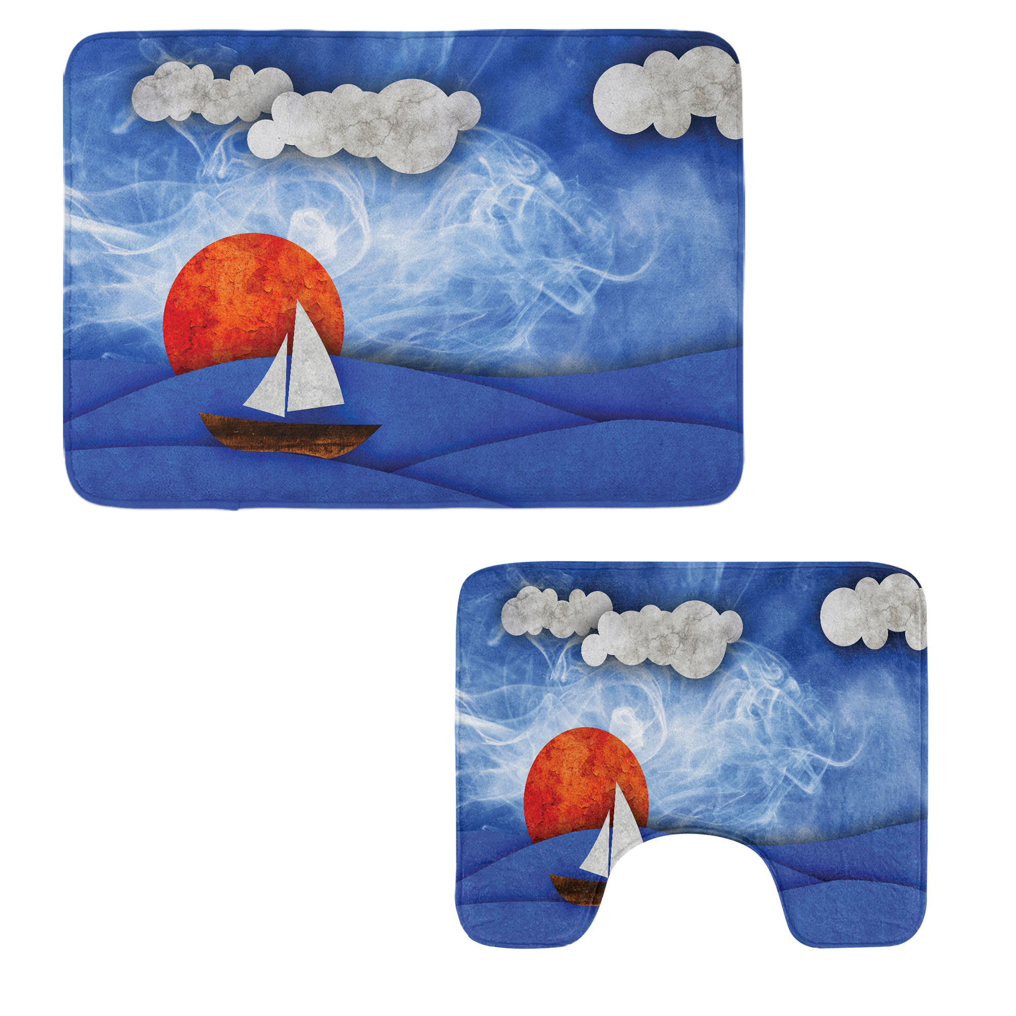 East Urban Home Nautical Bathroom Rug Set 2 Pieces Rectangle & Contour ...