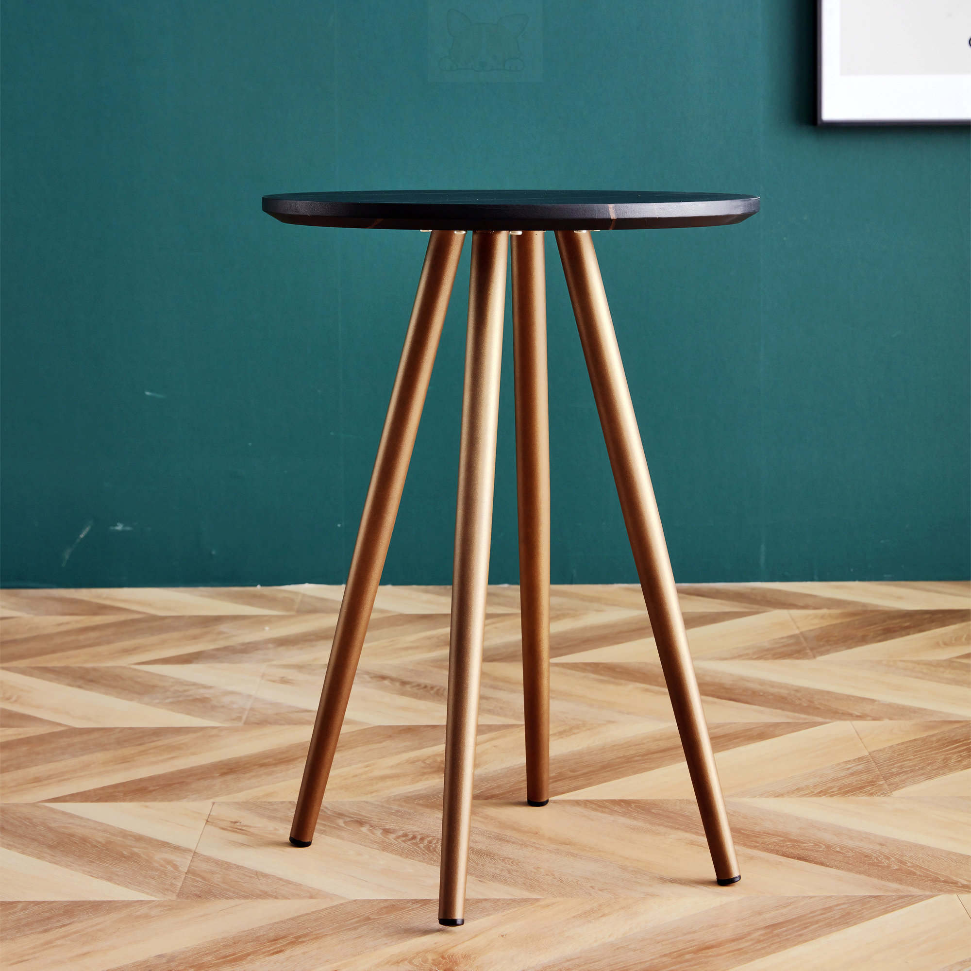 George Oliver Modern Minimalism Black Faux Marble End&Side Table,Metal ...