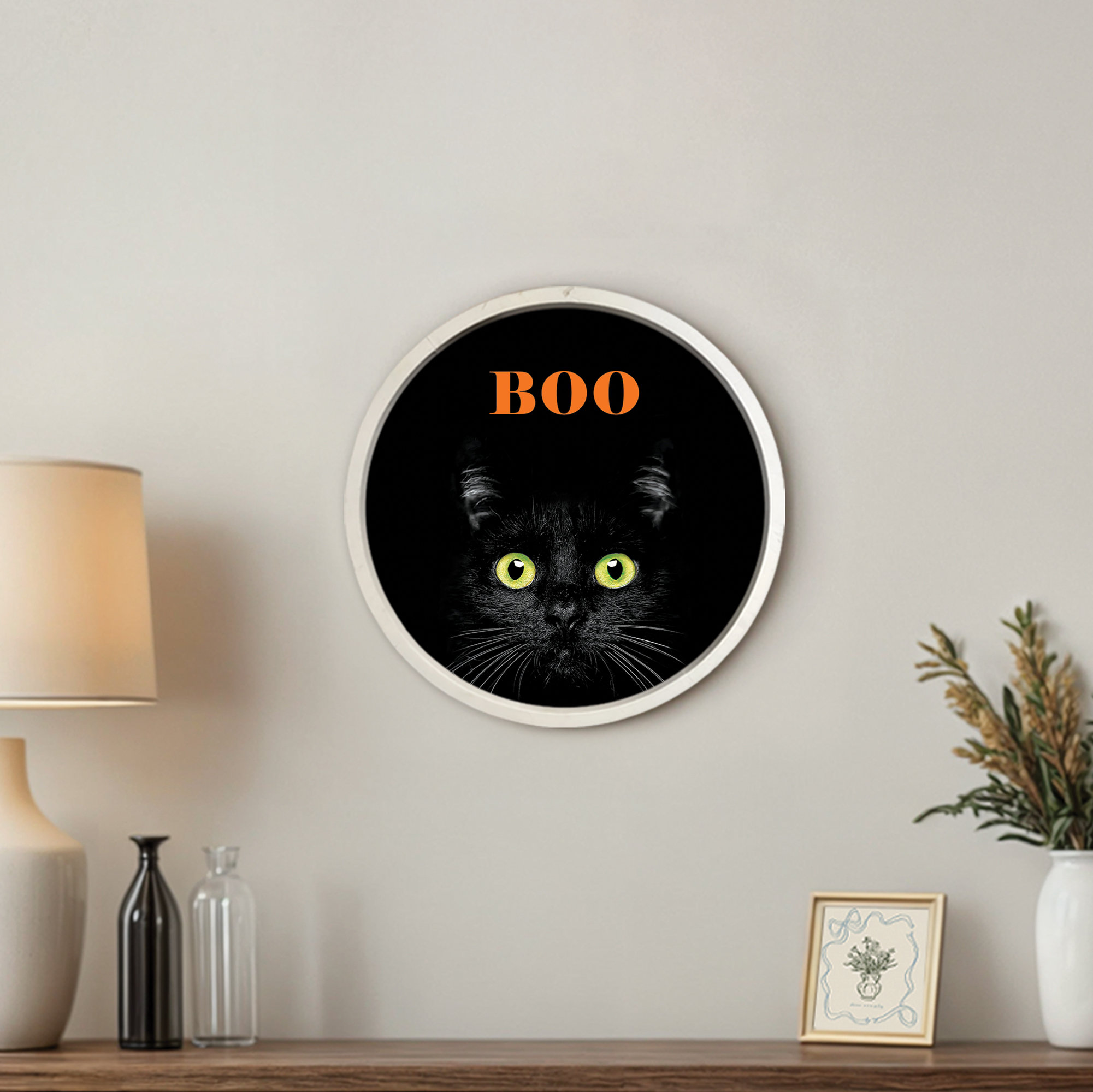 The Holiday Aisle® Boo Black Cat - Single Picture Frame Print on MDF ...