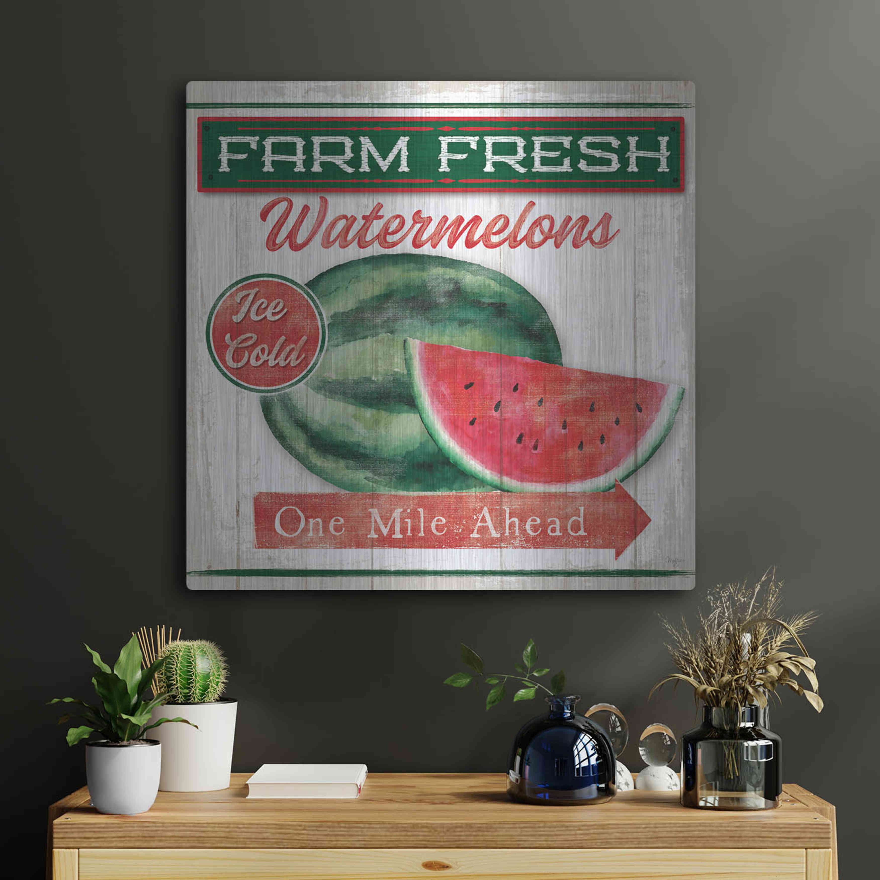 Luxe Metal Art 'Watermelon Farm' By Mollie B, Meta " Watermelon Farm ...
