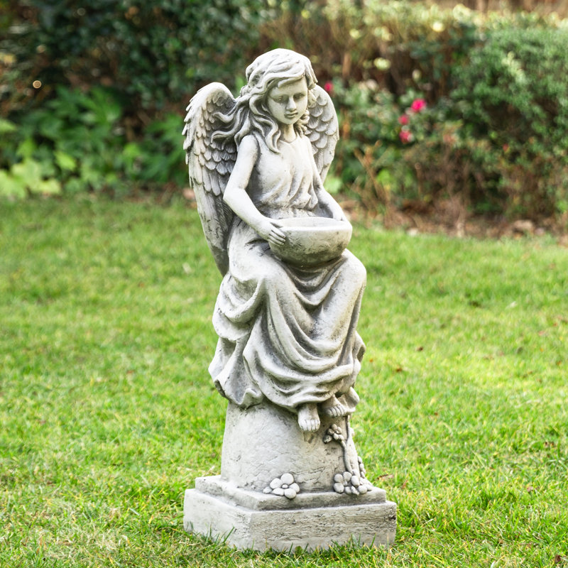 Freeport Park® Isenhour Angel Garden Statue With A Birdbath & Reviews ...